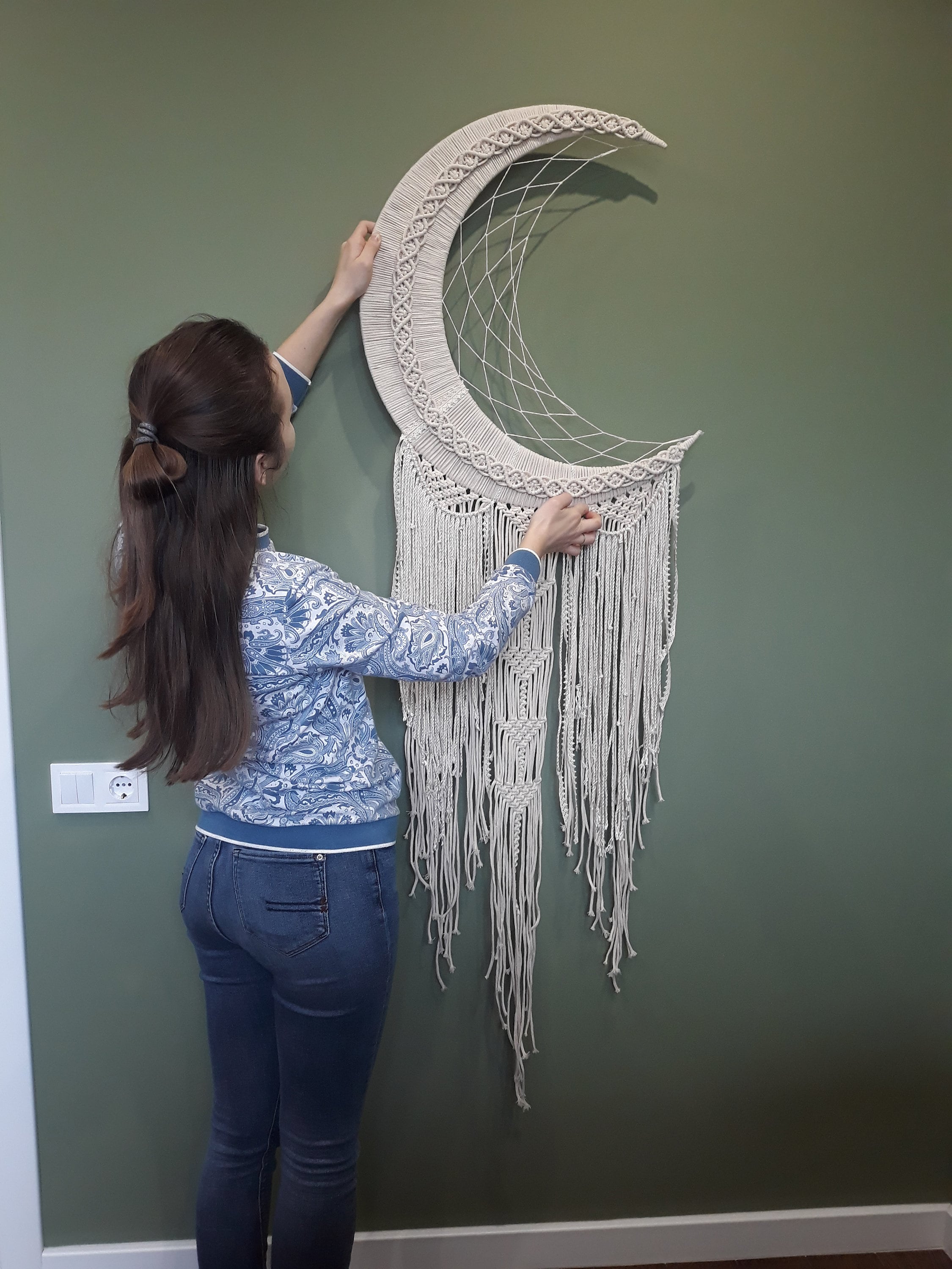 Macrame Crescent Moon 242017/ - Etsy UK