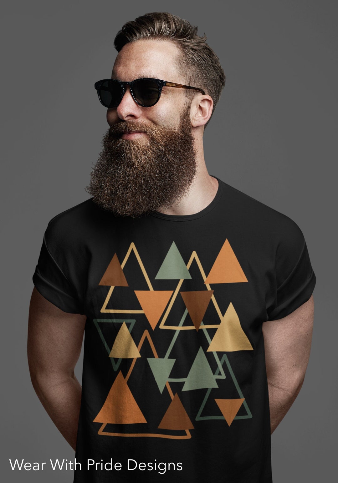 Retro Geometric Triangle Shirt - Unisex Abstract Design - Etsy