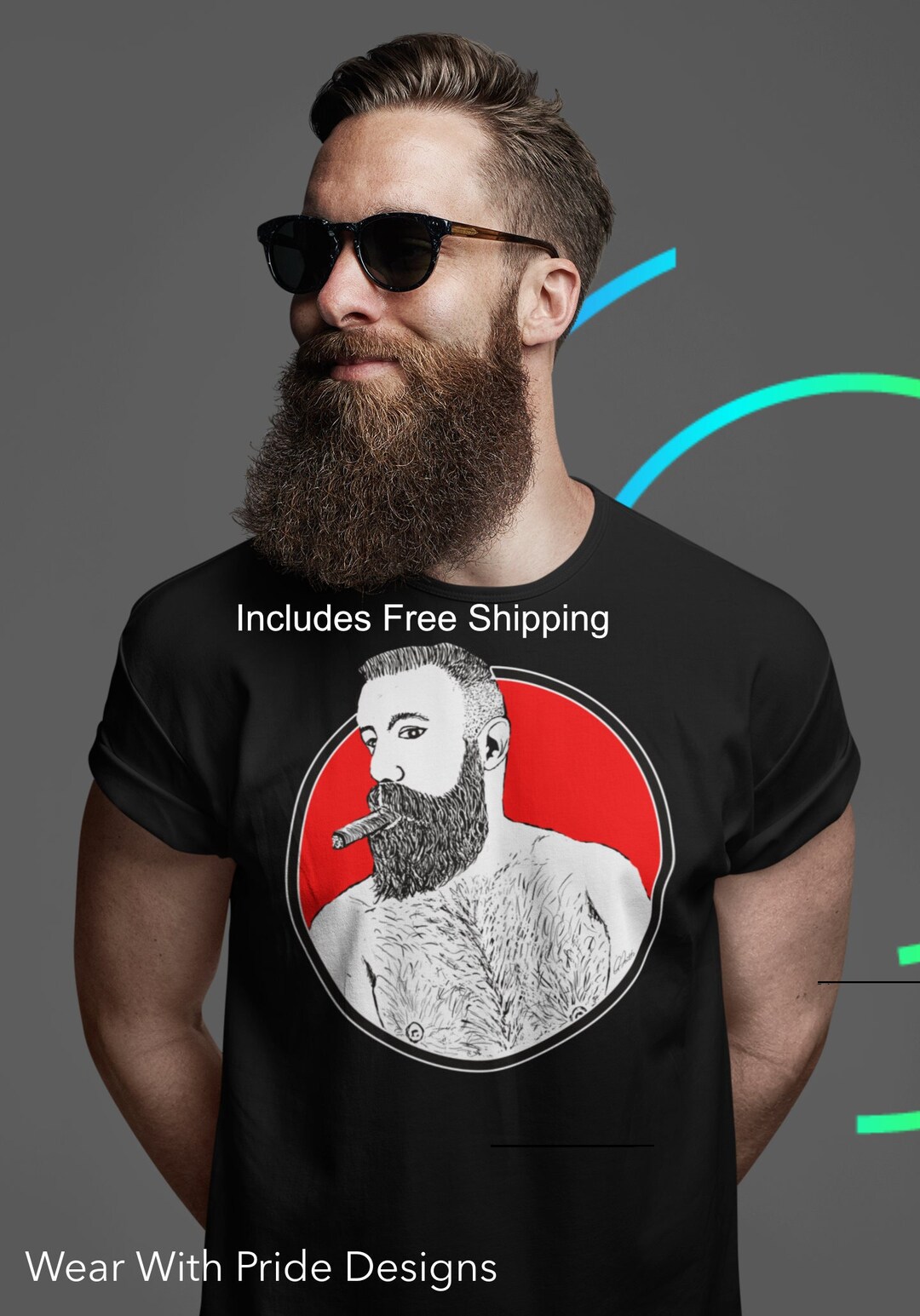 Cigar Daddy Shirt in Bold Pop Art Style and Colors. Original Drawing of ...