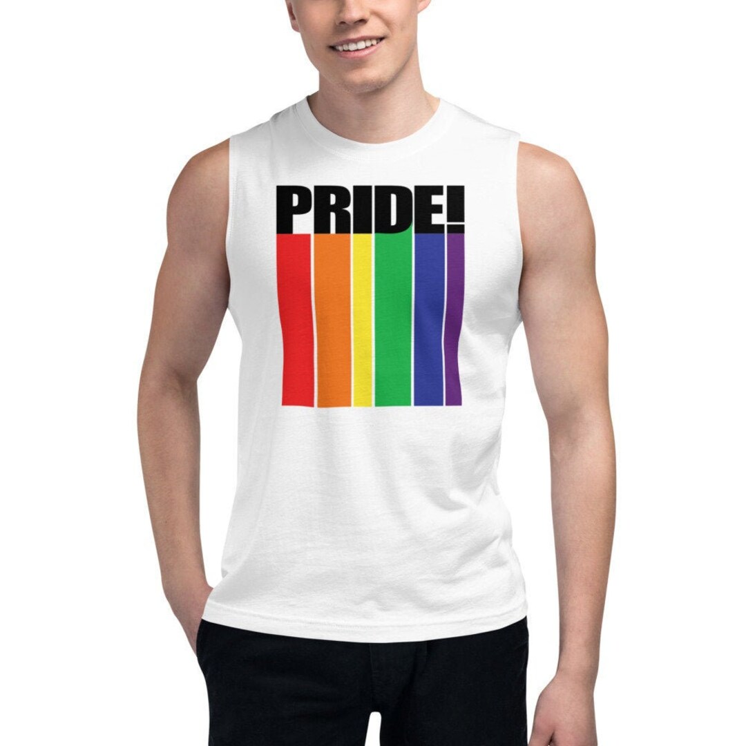 Gay Pride, Muscle Shirt With Rainbow Pride Colors, Pride Shirt, Lesbian ...