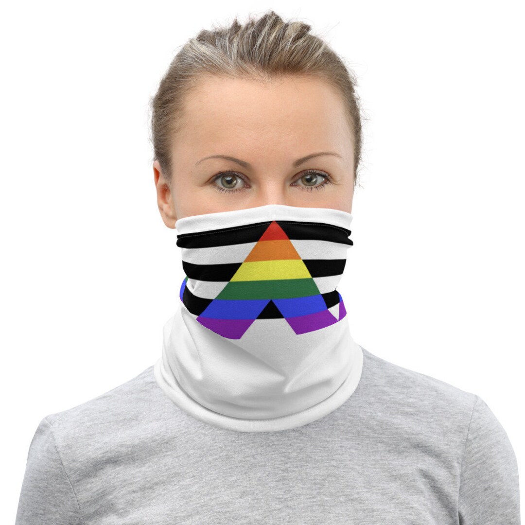 Gay Ally Pride Flag Print Neck Gaiter, Rave Scarf, LGBTQ Queer Design ...