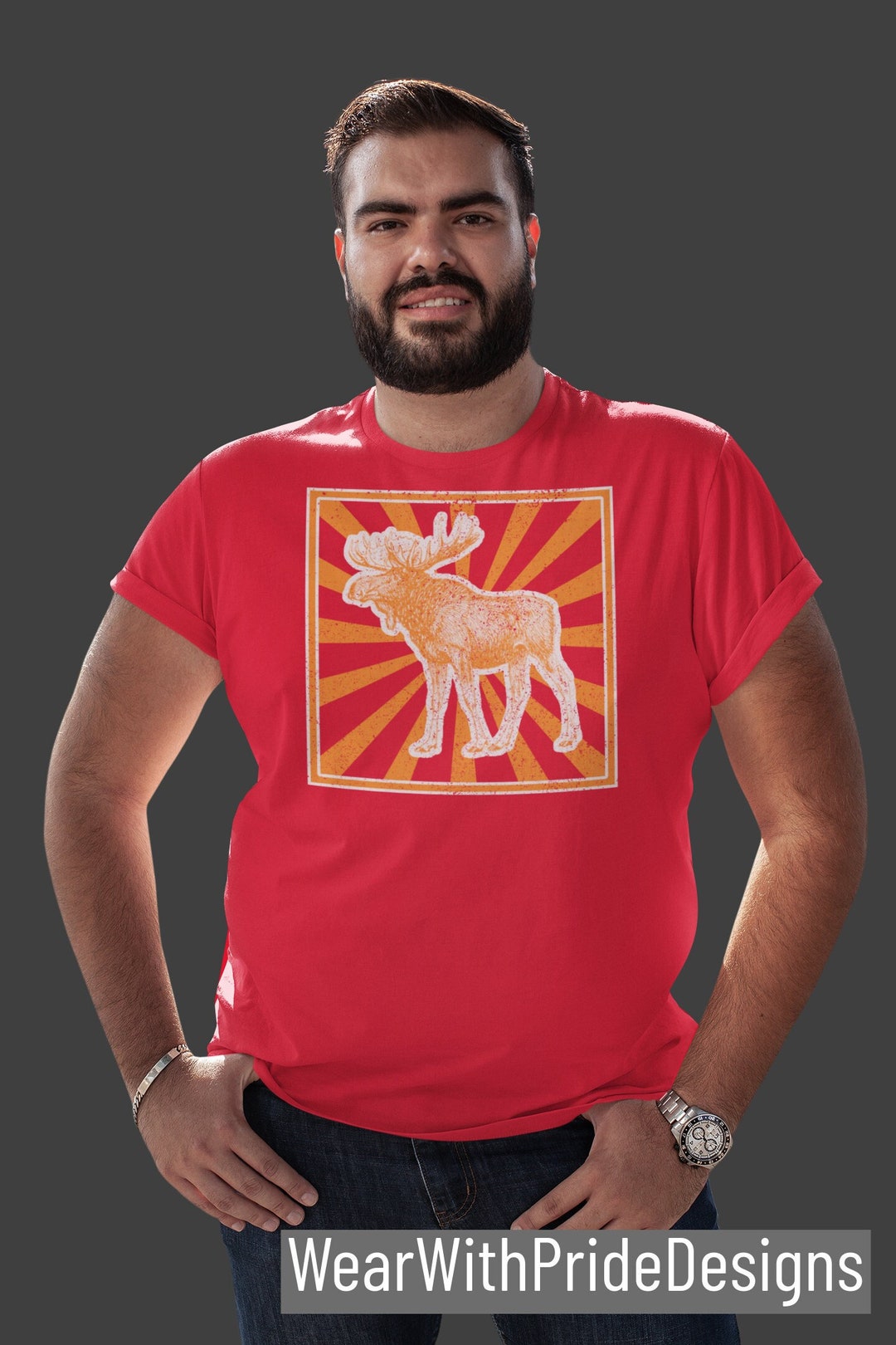 Moose Tee Shirt, Sheep Shirt, Retro Sunray Design in Unique Color ...