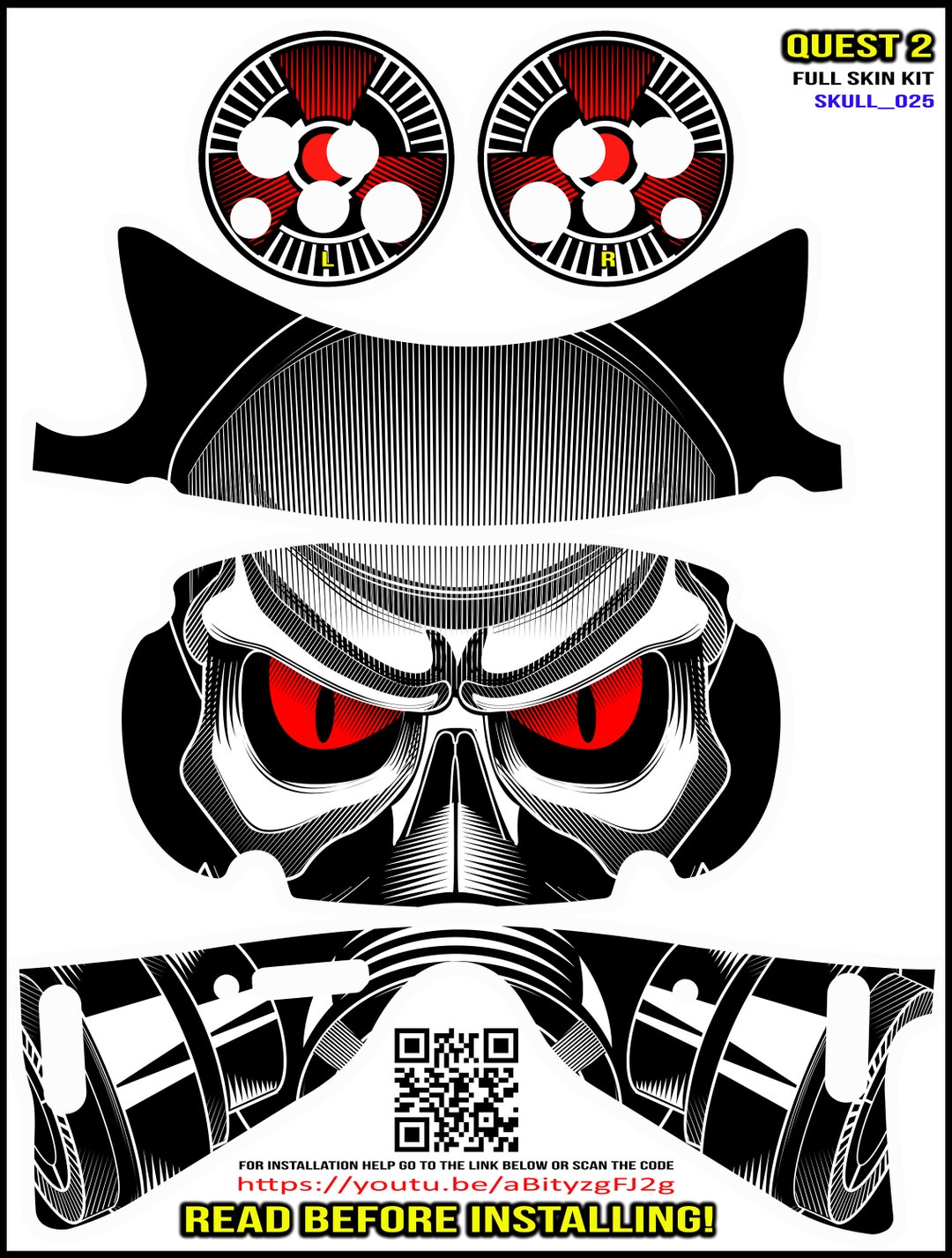 QUEST 2 Full Wrap With Controller Skins not Quest 1 Skull_025 - Etsy