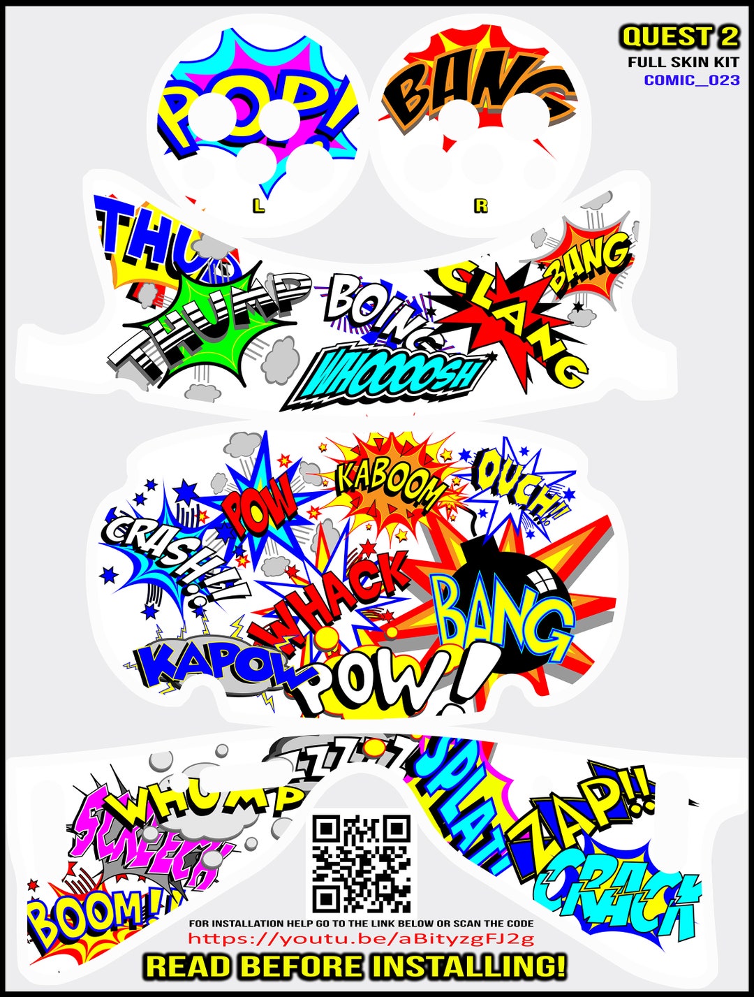 QUEST 2 Full Wrap With Controller Skins not Quest 1 Comic_023 - Etsy