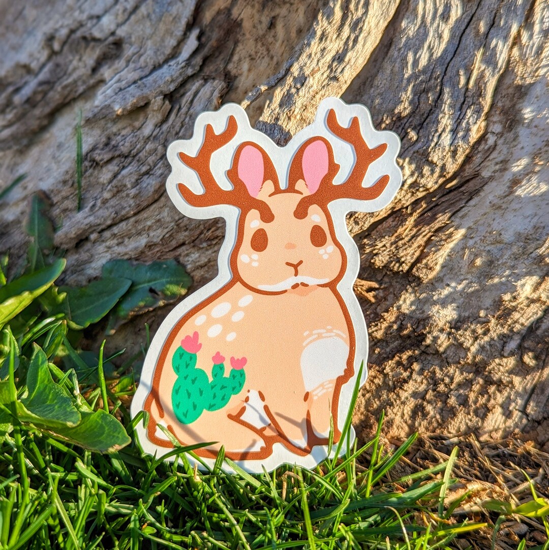 Jackalope Cryptid Rabbit Sticker - Etsy