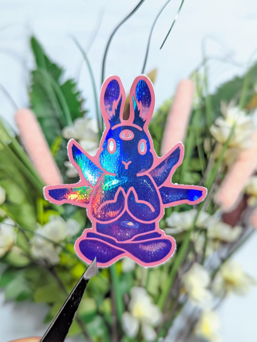 Nebula Holo Bunny Sticker - Etsy