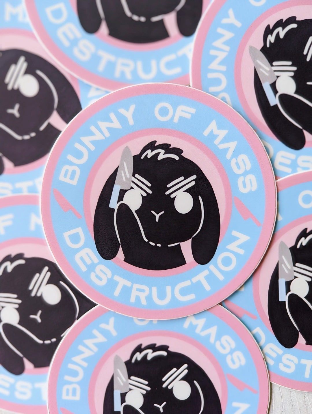 Bunny of Mass Destruction Sticker | Lop Rabbit, Water Resistant Vinyl ...