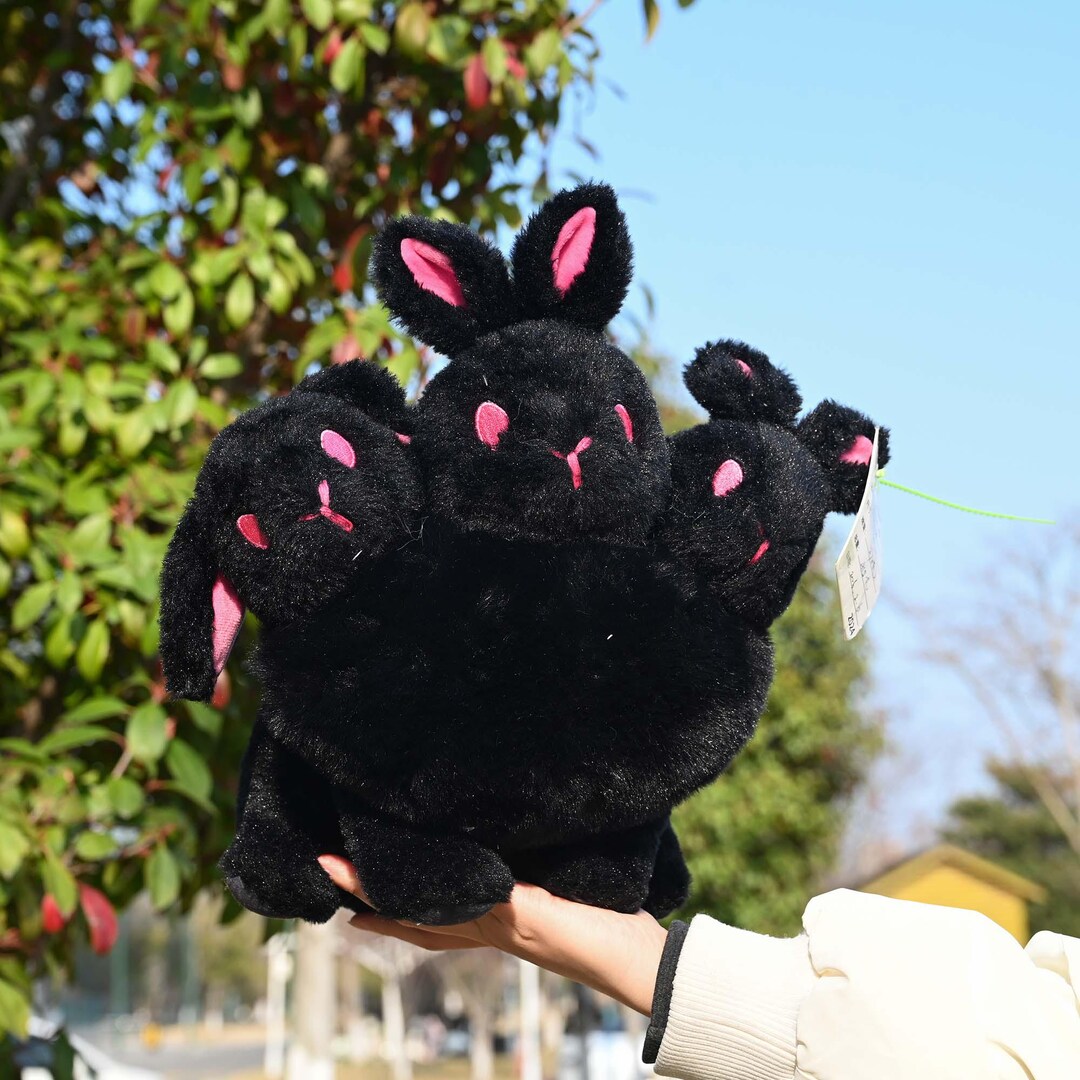 PRE ORDER | Necro Cerberus Bunny Plushie | Three Headed Rabbit Plush - Etsy