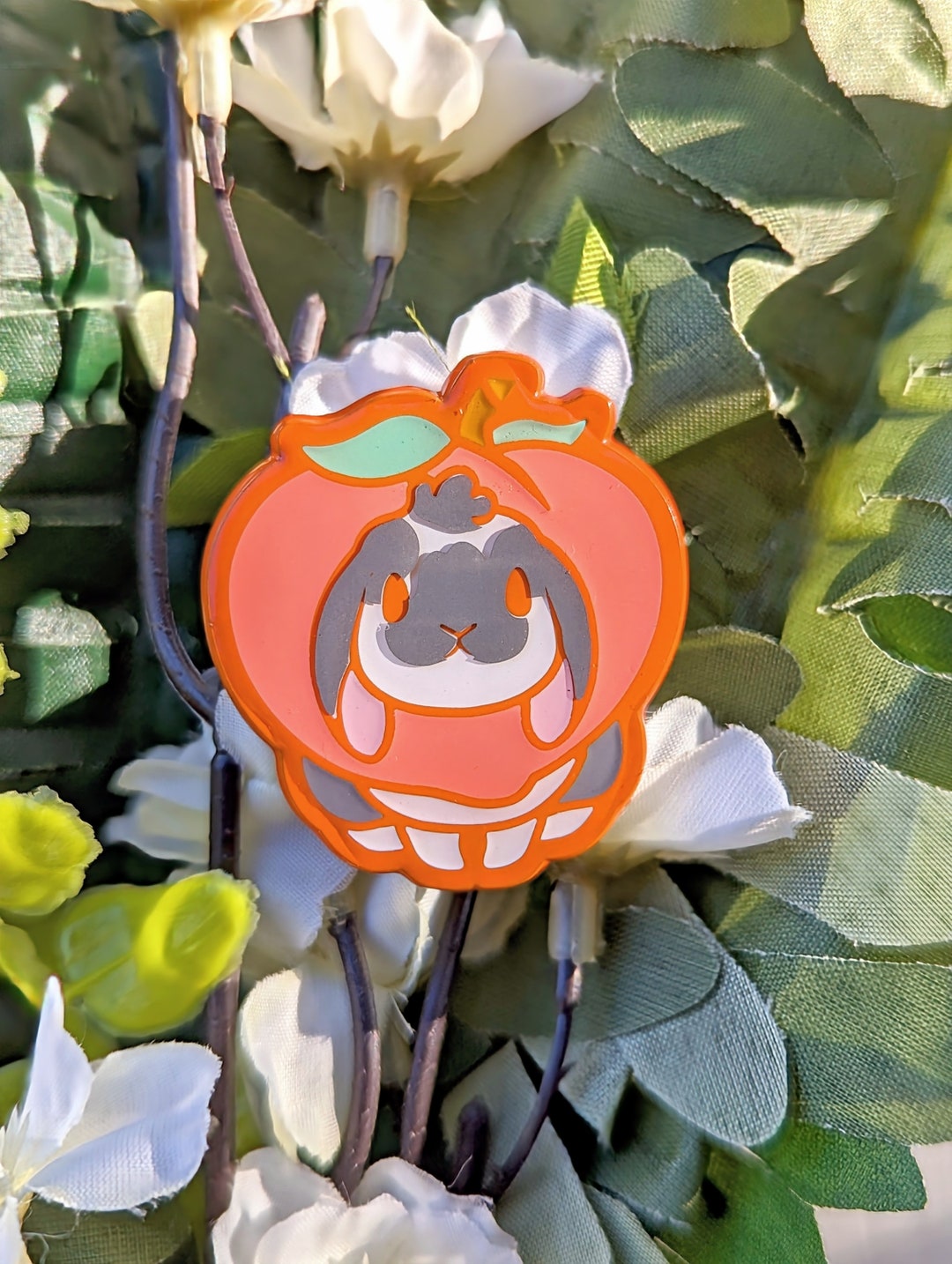 Peach Fruit Bunny Enamel Pin - Etsy