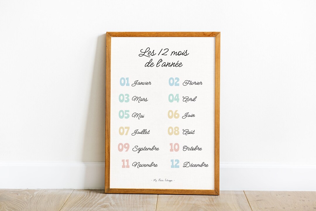 N.4 Les 12 Mois De L'année Poster Pédagogique Montessori - Etsy