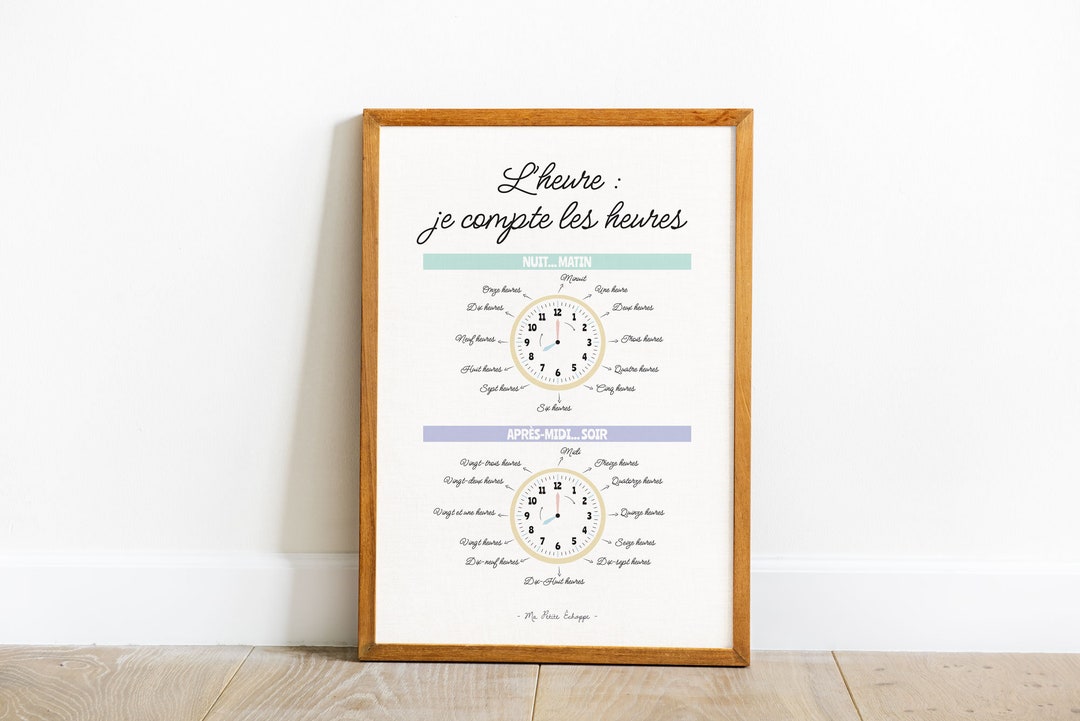 N.1 Apprendre à Lire L'heure - Poster Pédagogique Montessori - Pack ...