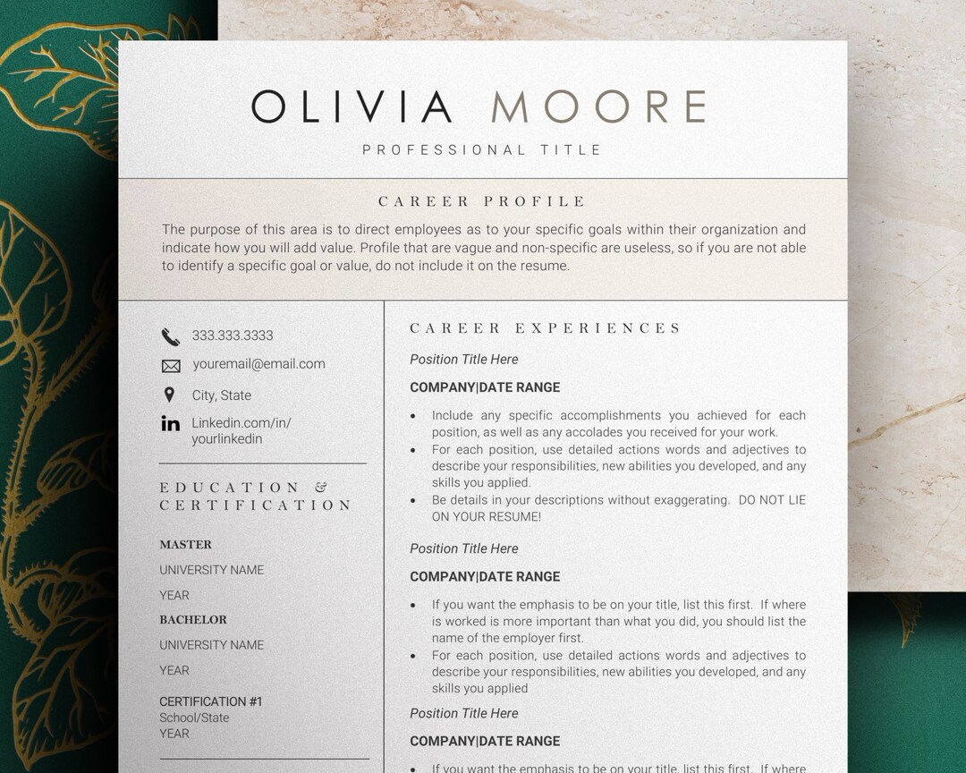 Creative Resume Template, Cv Template for Word, Professional Resume ...