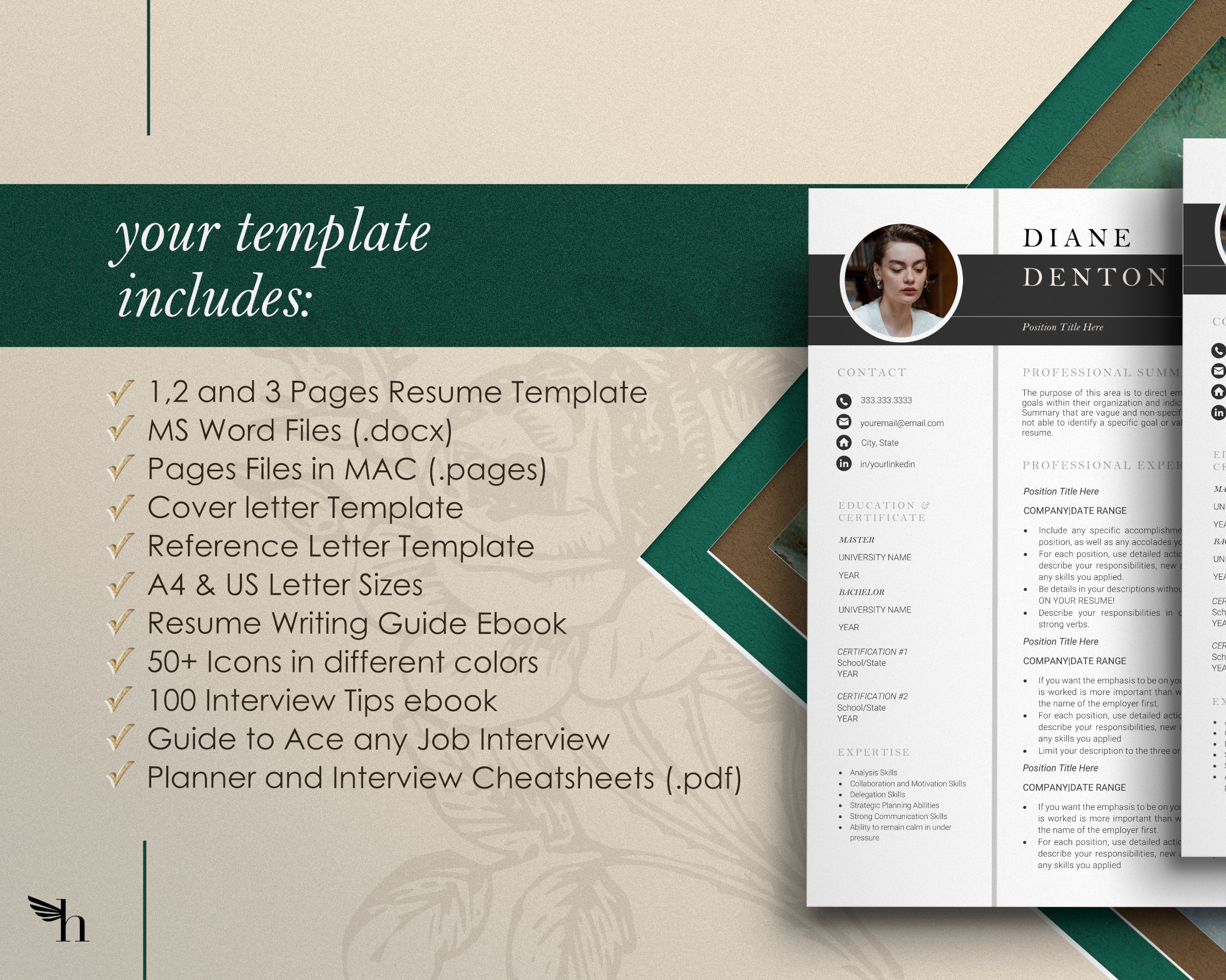 Resume Template With Photo, CV Resume Template, Resume CV Template for ...