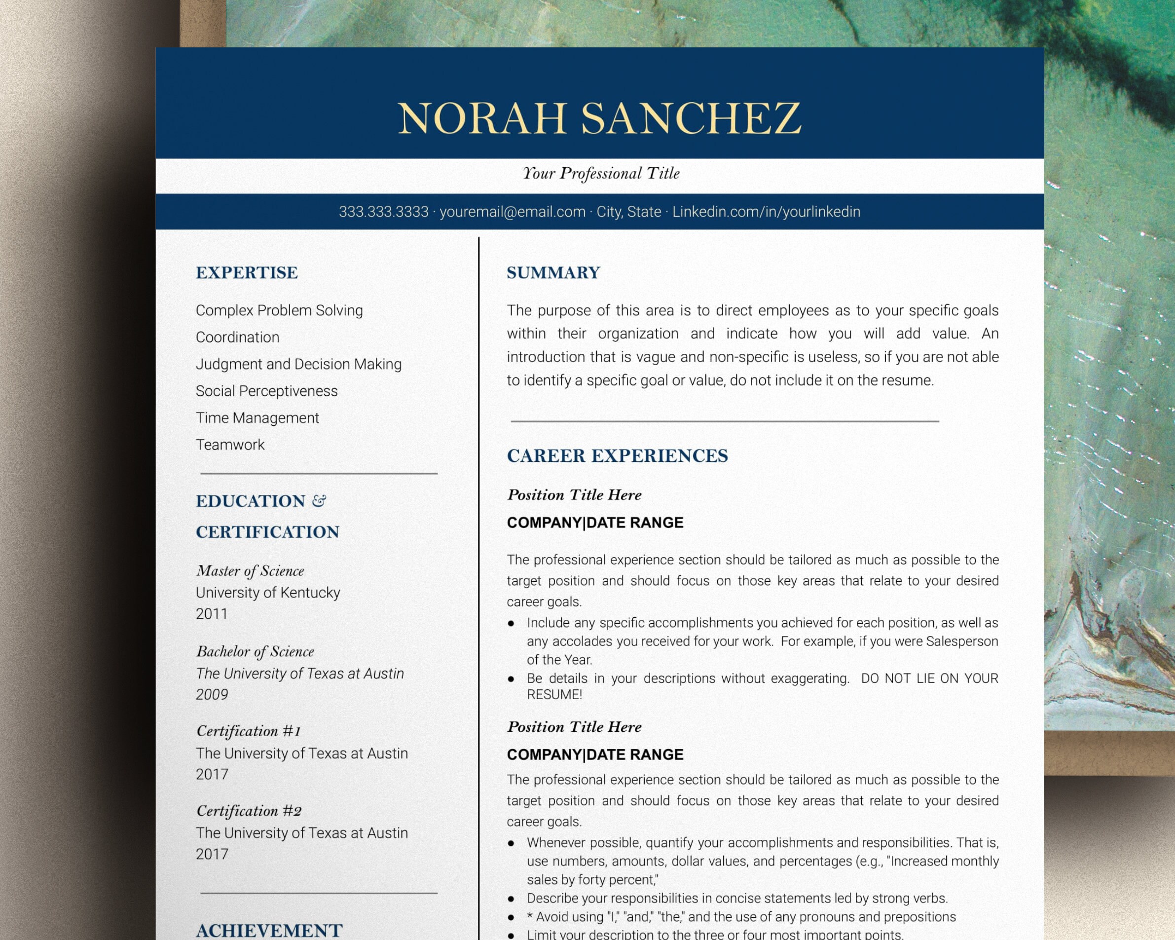 Modern Resume Template for Word & Pages Instant Download, Professional ...