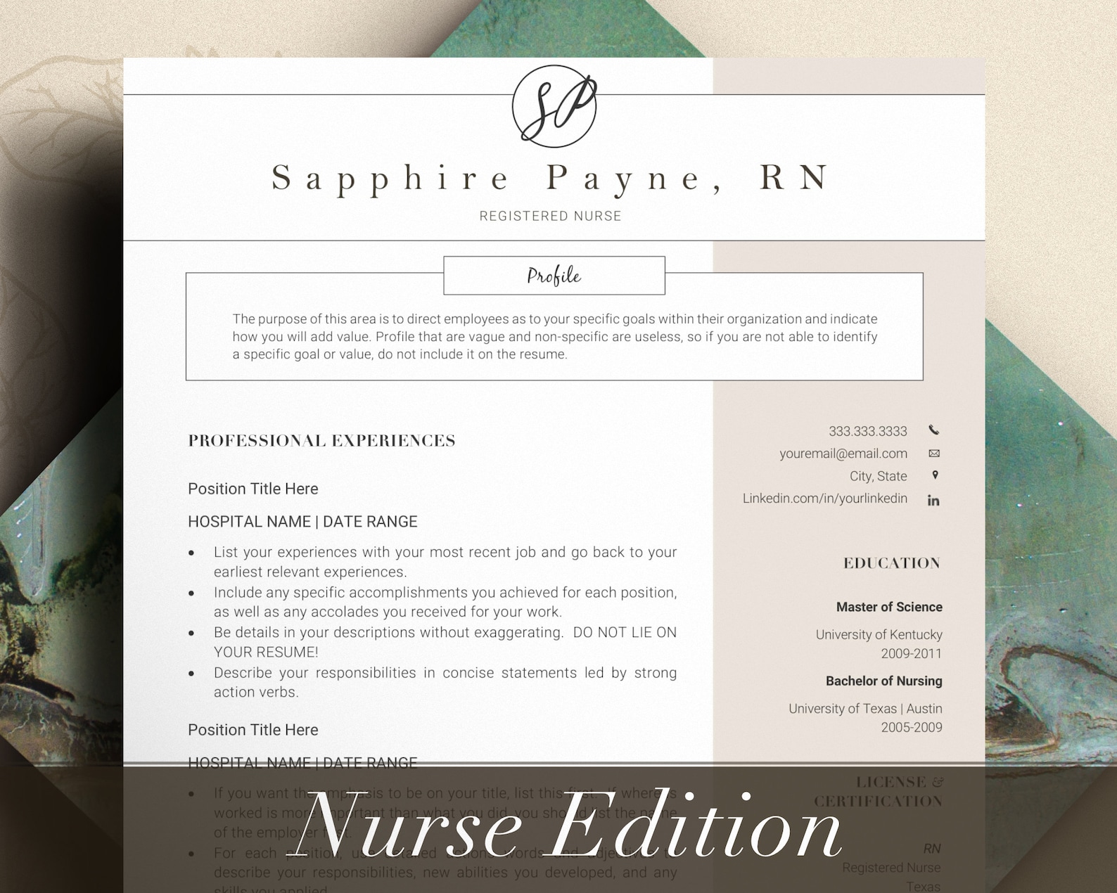 Nurse Resume Template, Student Nurse Resume, Medical Resume Template ...