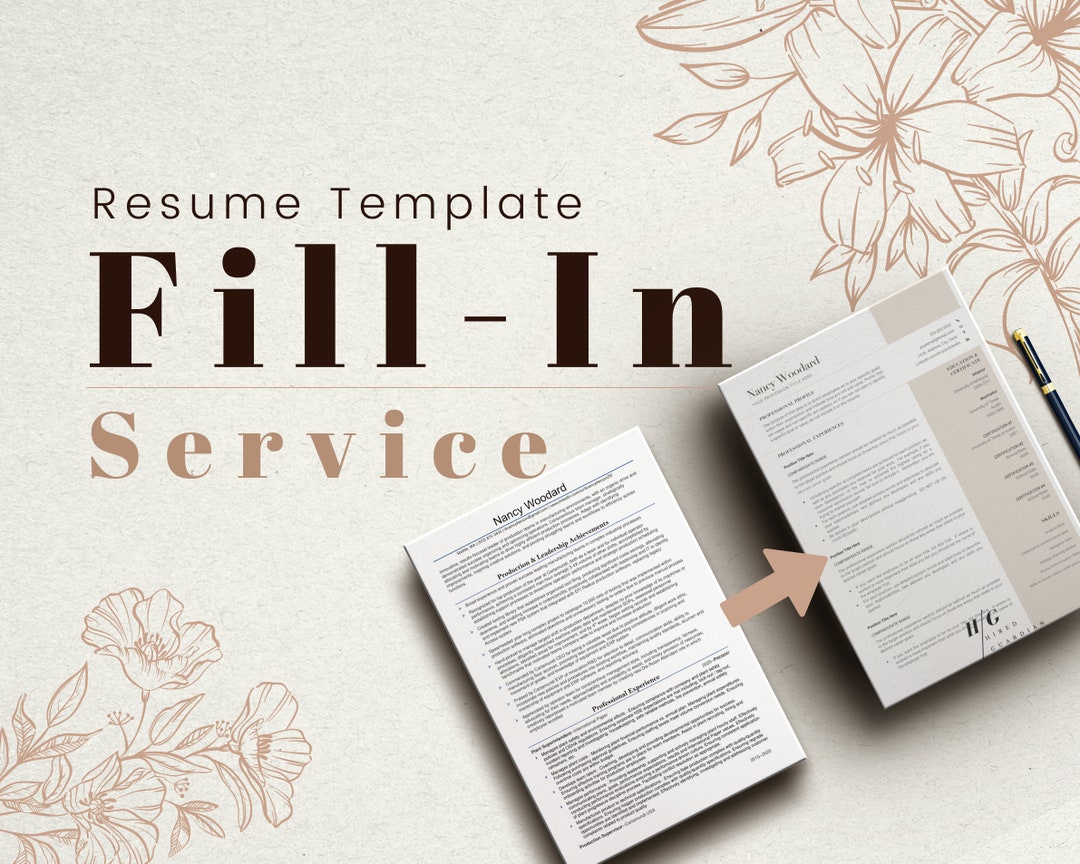 Resume Fill In, CV Fill In, Free Revisions & Customization, Resume ...