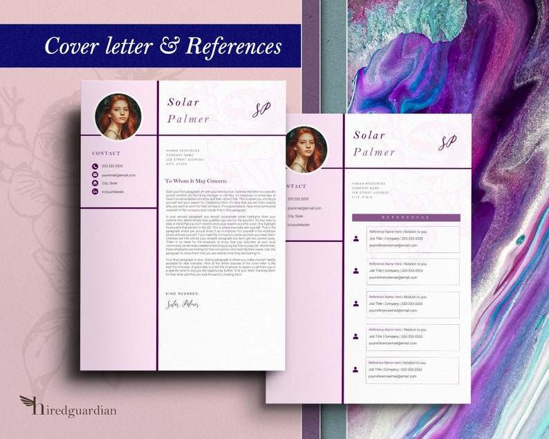 Pink Creative Resume Template Pink Resume Template Word Mac - Etsy