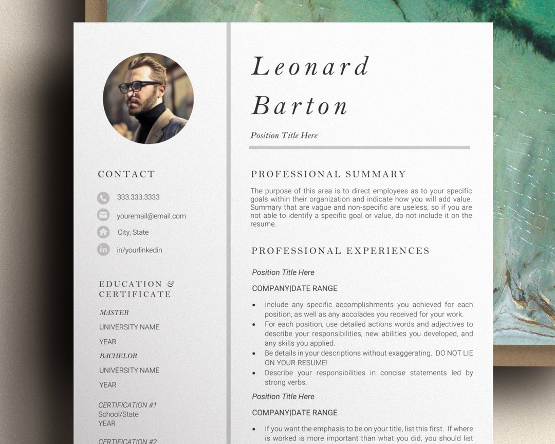 Clean and Simple Resume Template for Word, Minimalist CV Resume ...