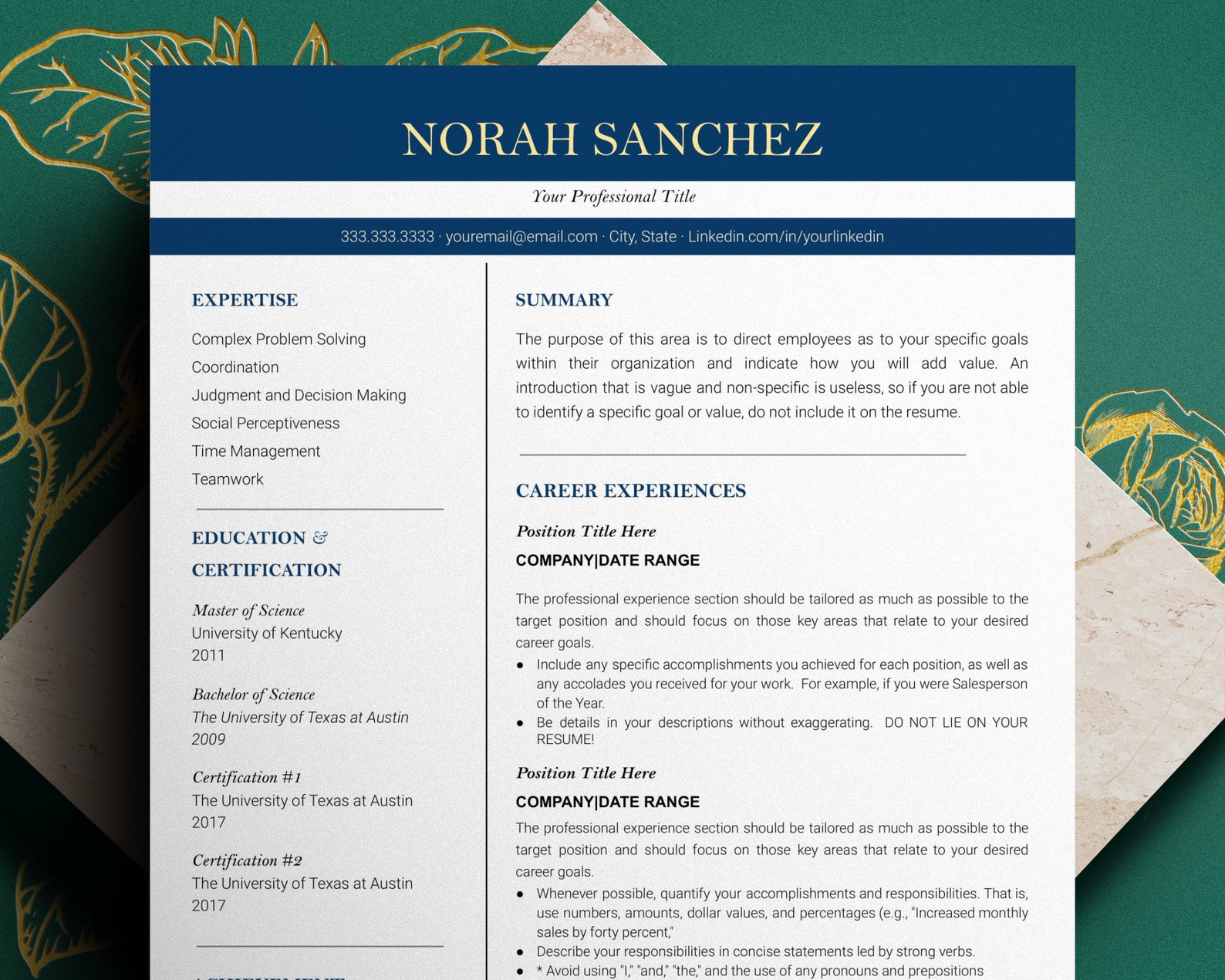 Executive Resume Template Google Docs and Word, Corporate Resume ...
