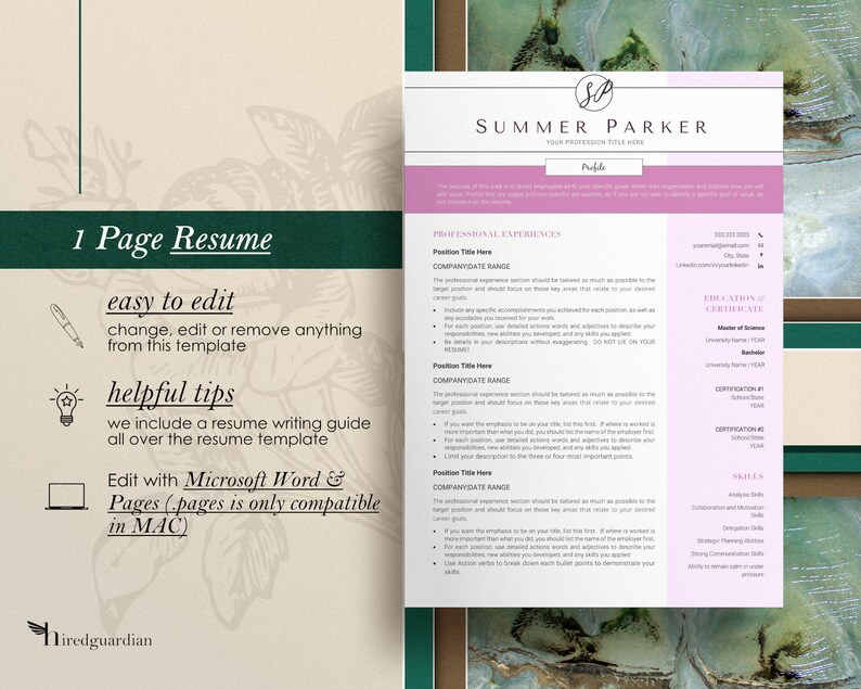 Resume Template Professional Modern Resume Template for Word - Etsy