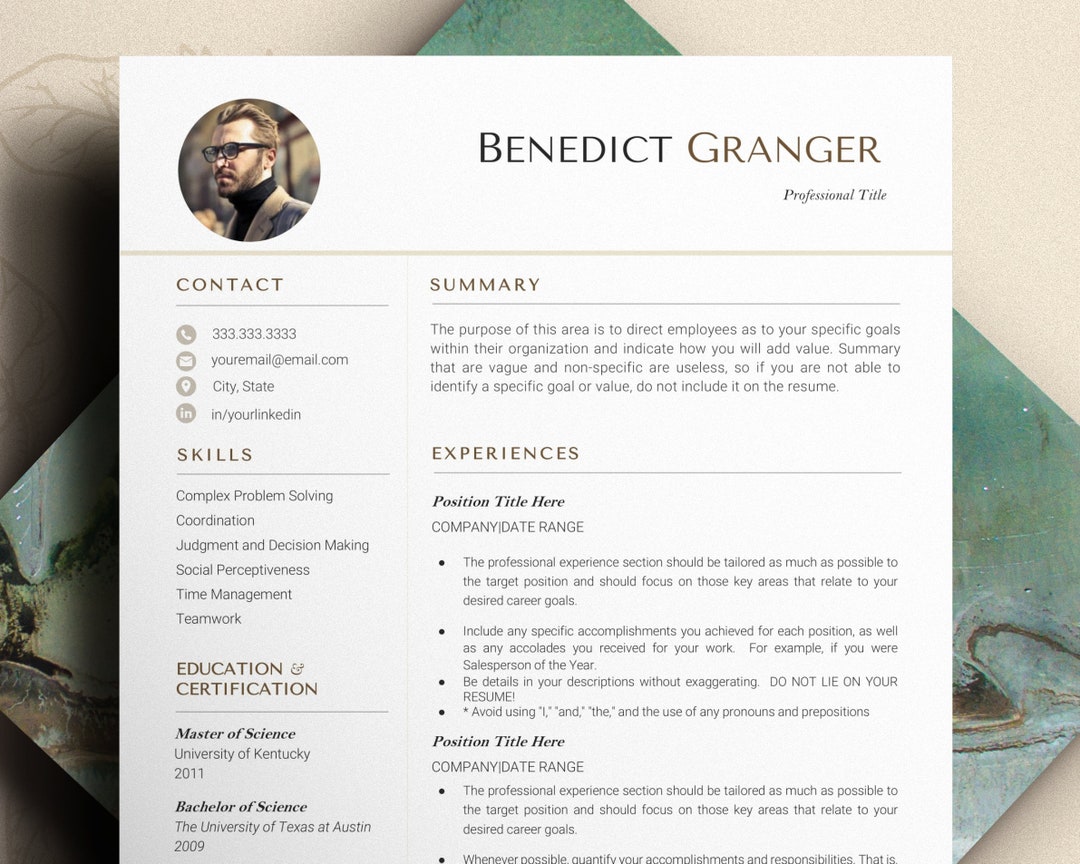 Clean, Executive Resume Template 2023, Modern CEO Resume Template for Word and Apple Pages ...