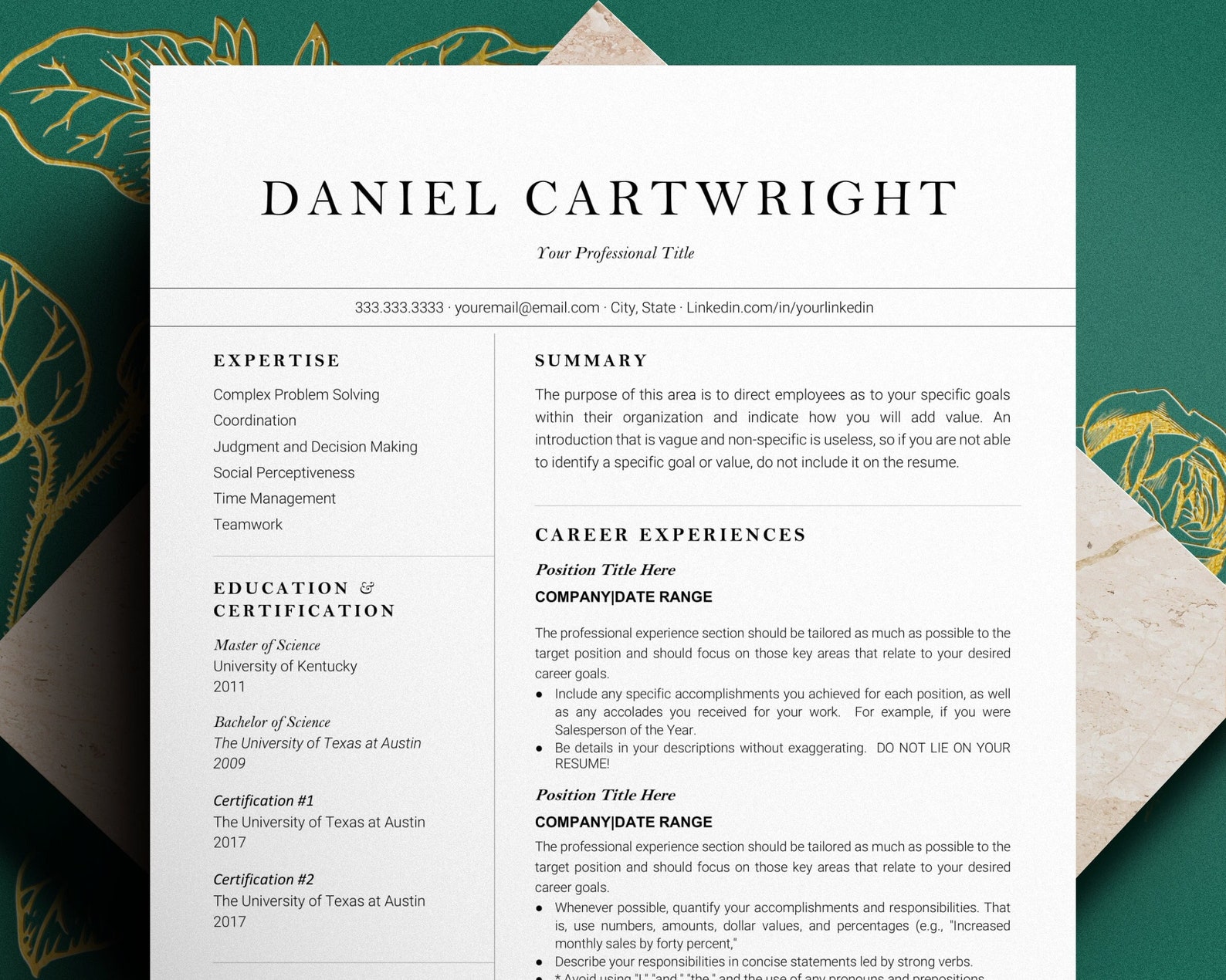 Clean Resume Template Google Docs, Modern Resume Template Word, Resume ...