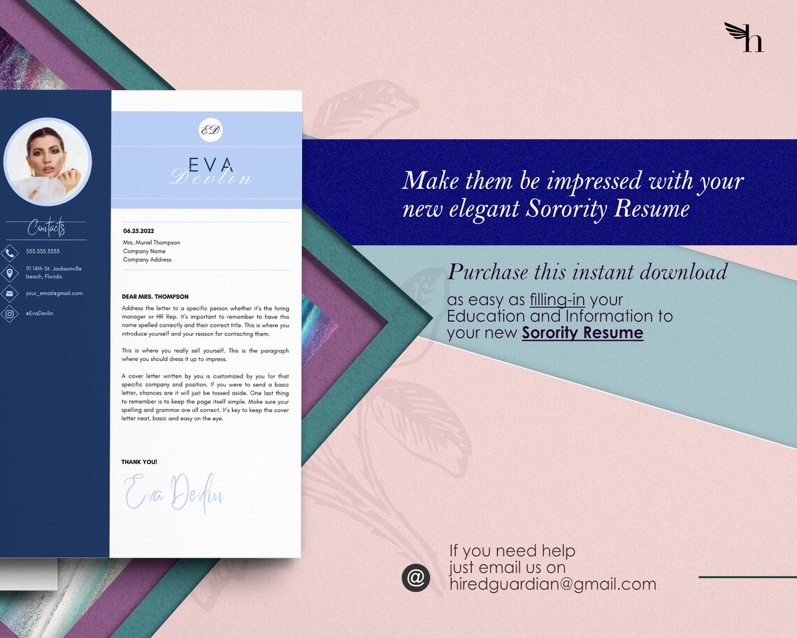 Sorority Resume Template Blue, Delta Sigma Theta Sorority, Chic ...