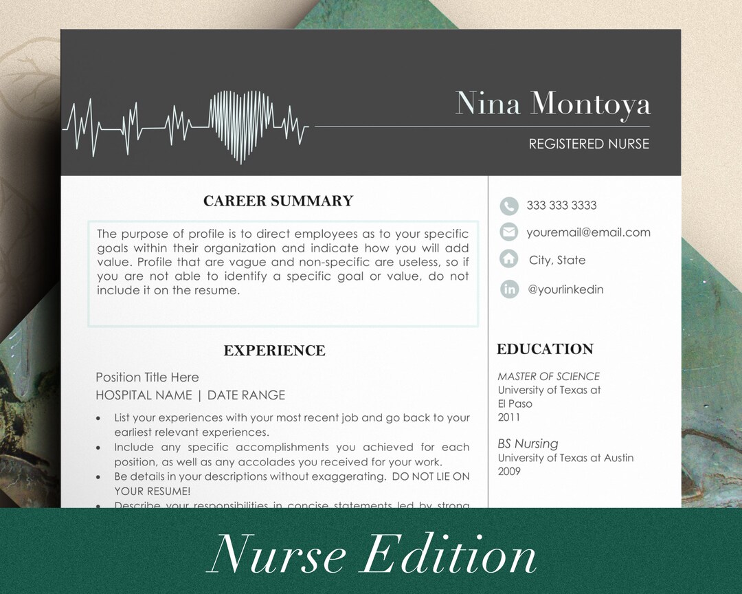 Nurse Resume Template, Student Nurse Resume, Nursing Cv, Resume ...