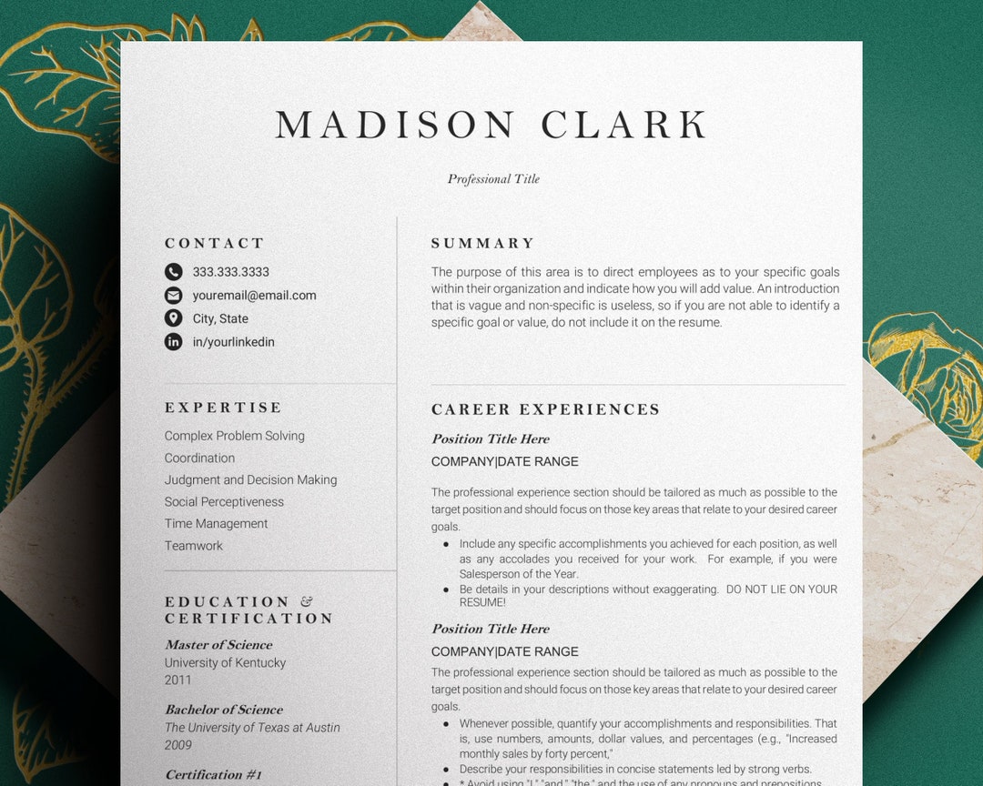 Google Docs Resume Template, Clean and Simple CV Template, Resume ...