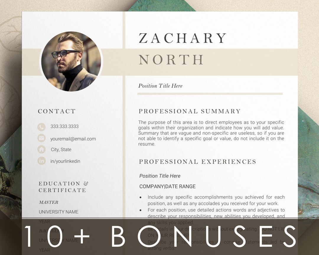 Resume Template With Photo, CV Template With Photo, Resume CV Template ...