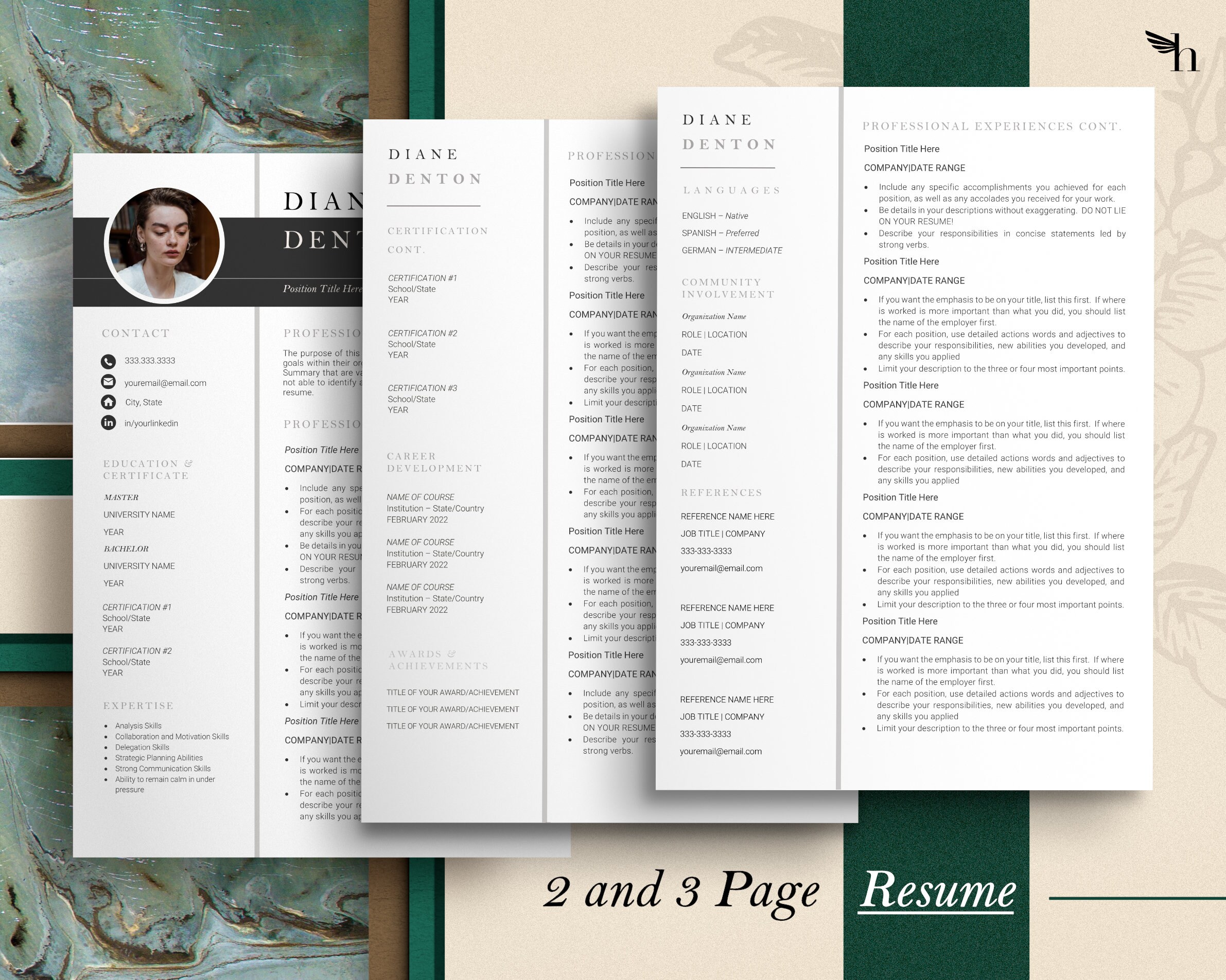 Resume Template With Photo, CV Resume Template, Resume CV Template for ...