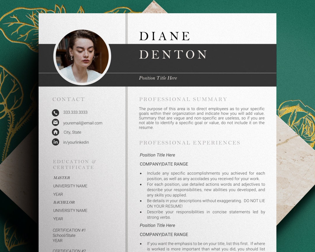 Creative CV Template With Photo, Resume Template for Word, Professional ...