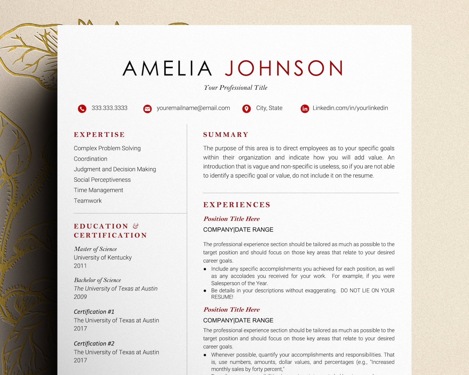 Modern Executive Resume Template 2025, CEO Resume Template for Word and ...