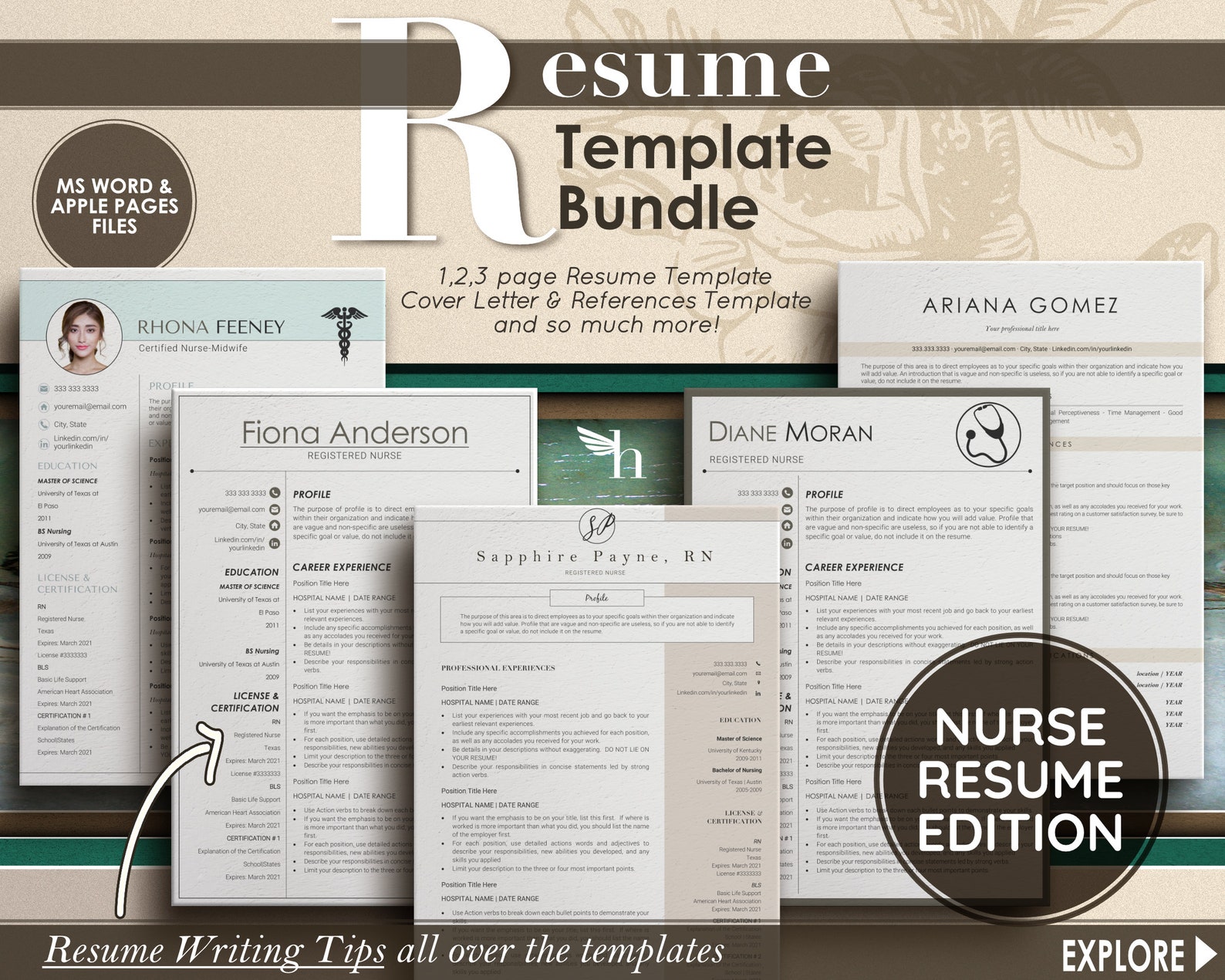 Nurse Resume Template Word Resume Template Creative Resume - Etsy