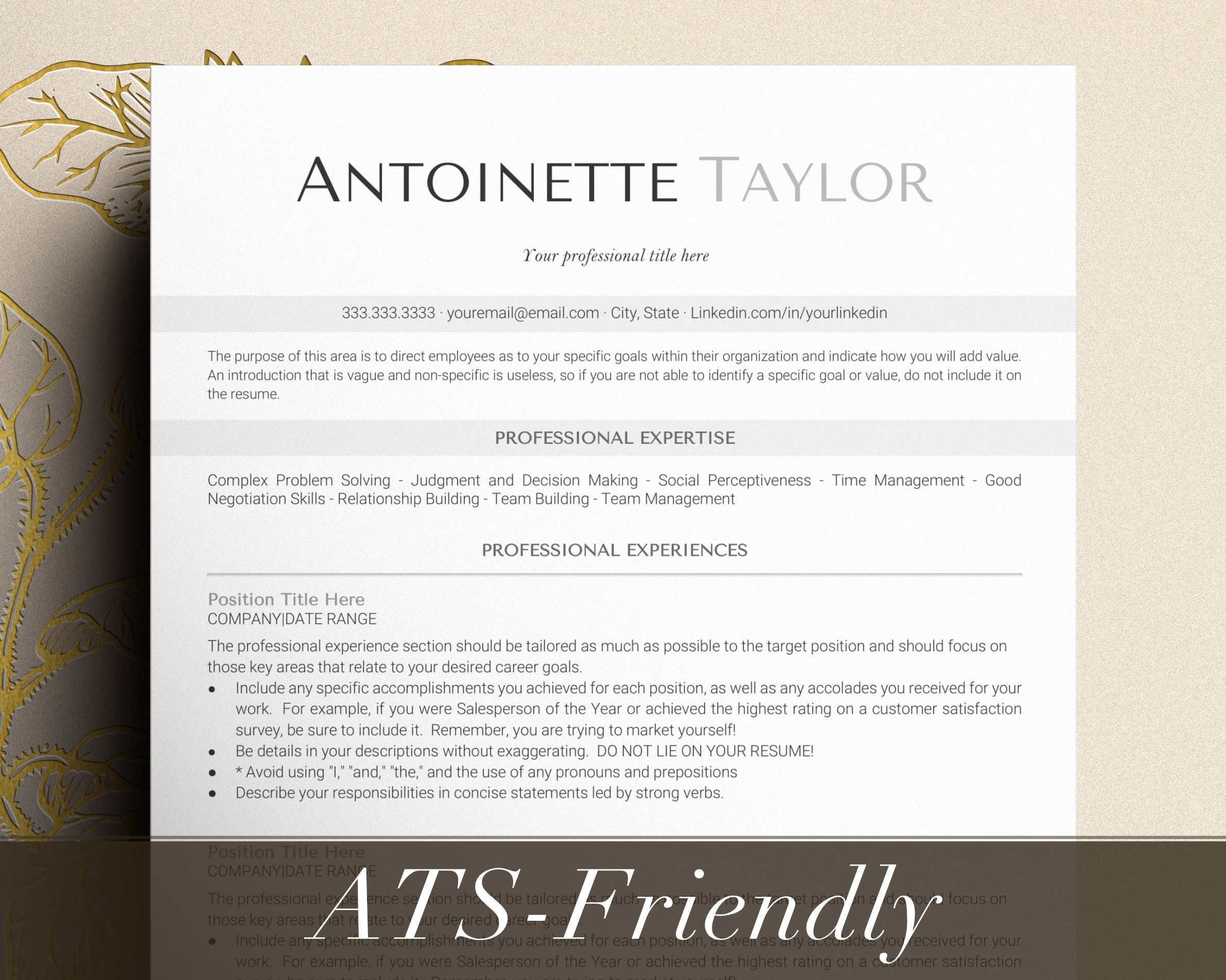 Clean, Simple Executive Resume Template 2026, Modern CEO Resume ...
