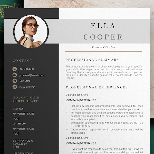 Creative & Modern Resume / CV Template for Word AND Pages; Professional ...