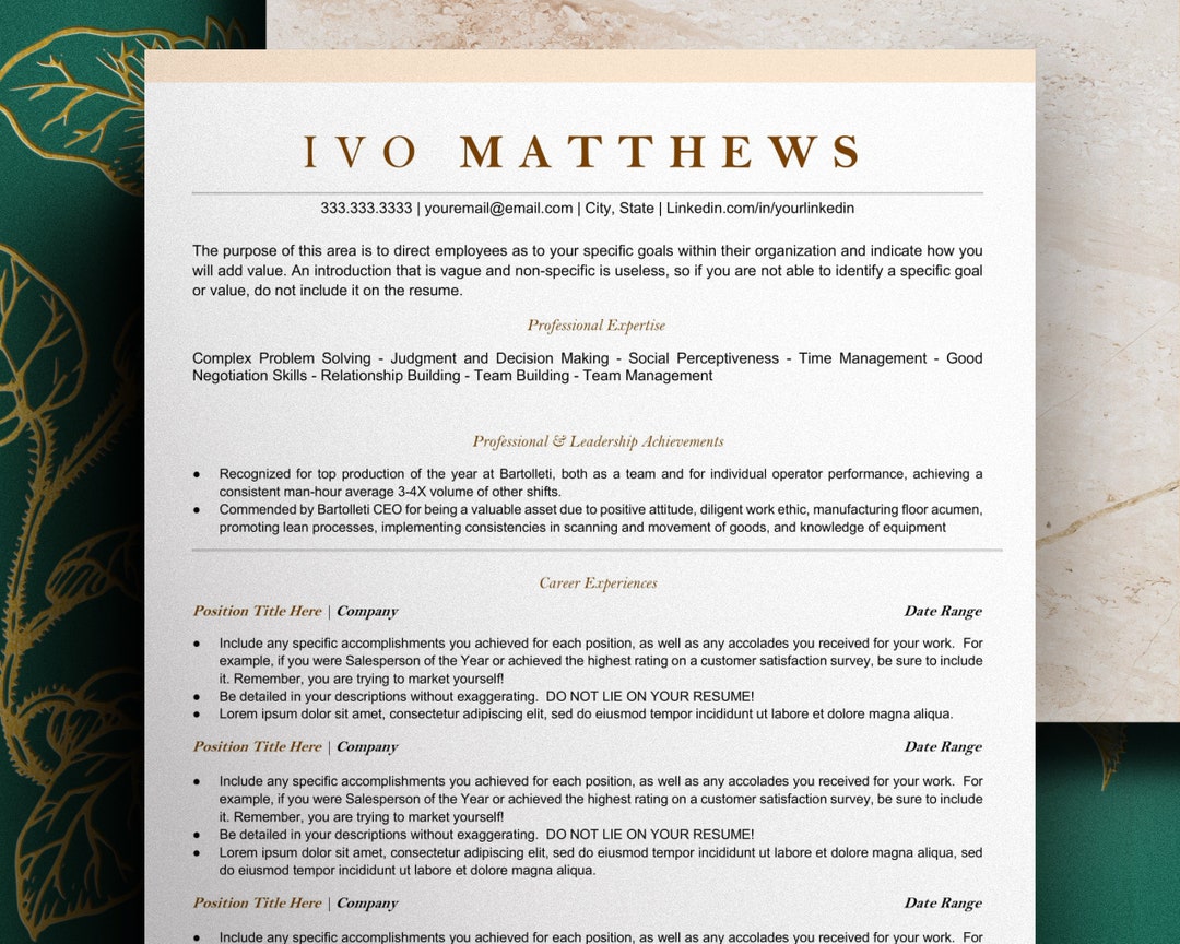 ATS Friendly Resume Template, Professional Resume Template Modern Page ...