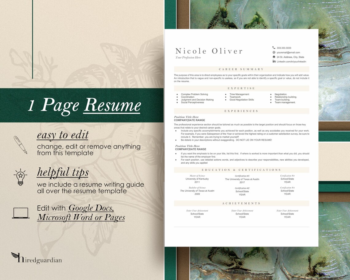 ATS Nurse Resume Template Student Nurse Resume Nurse Resume - Etsy
