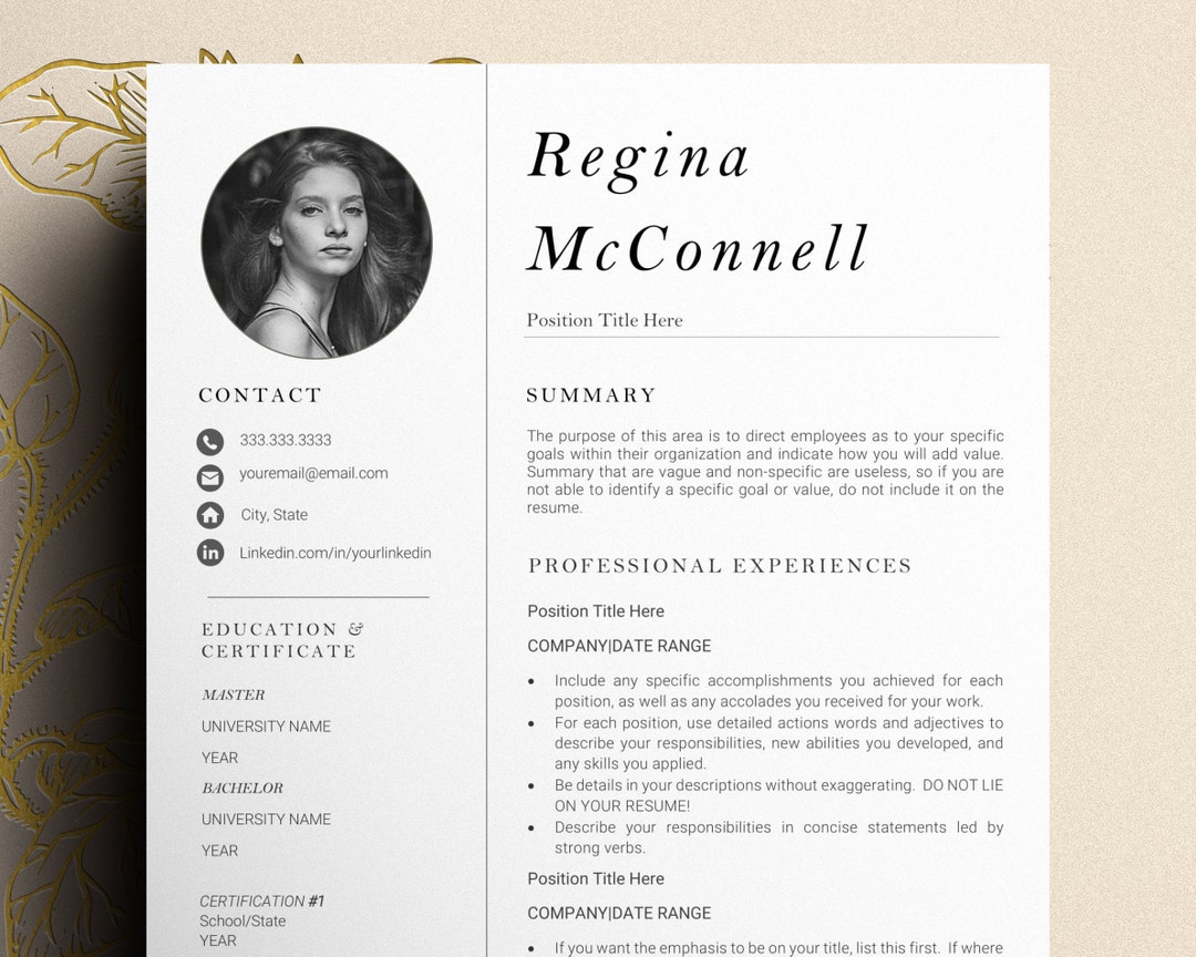 CV Template With Photo, Clean and Simple Resume Template for Word ...