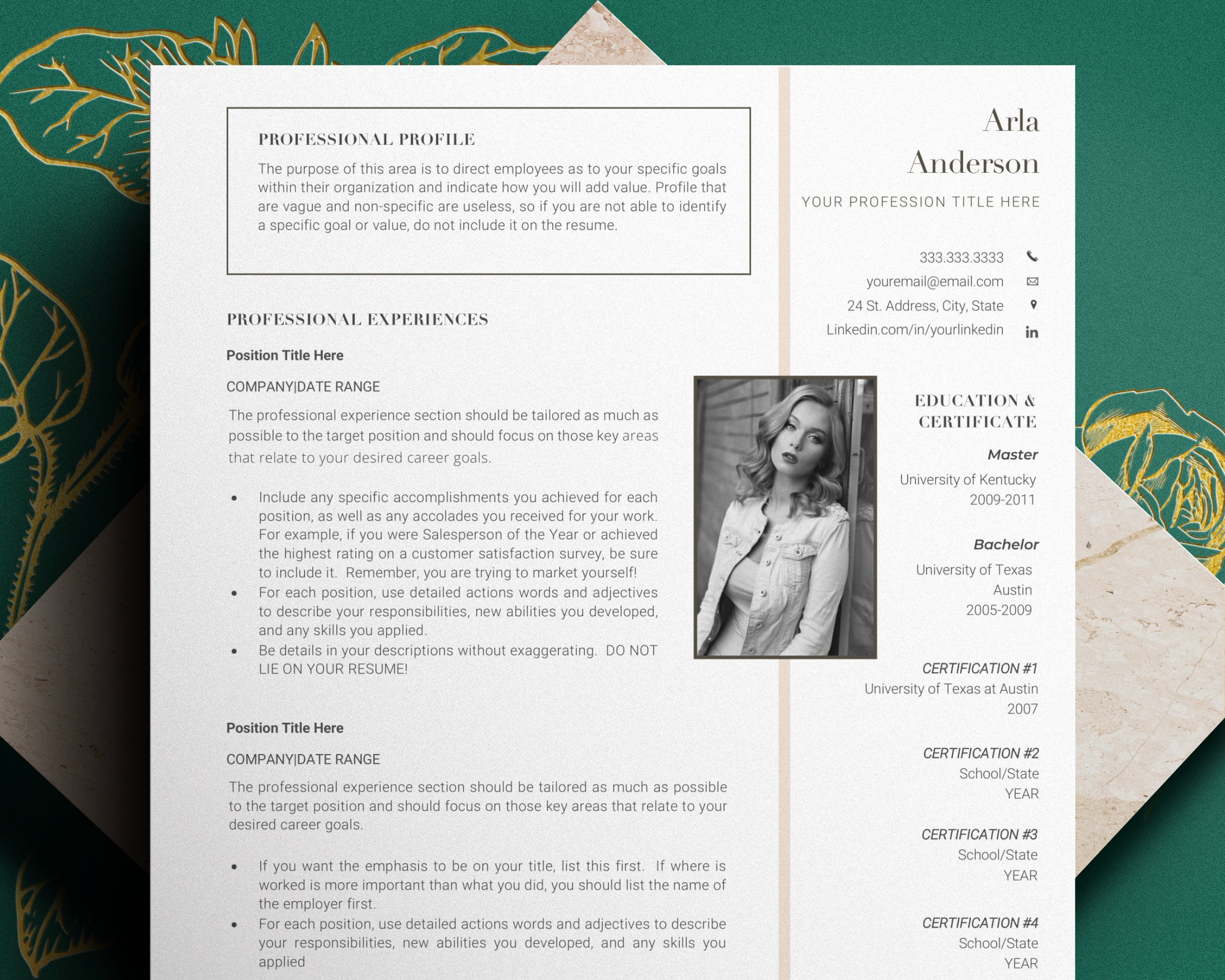 Minimalist Resume Template With Photo, Cv Template, Cv Resume Template ...