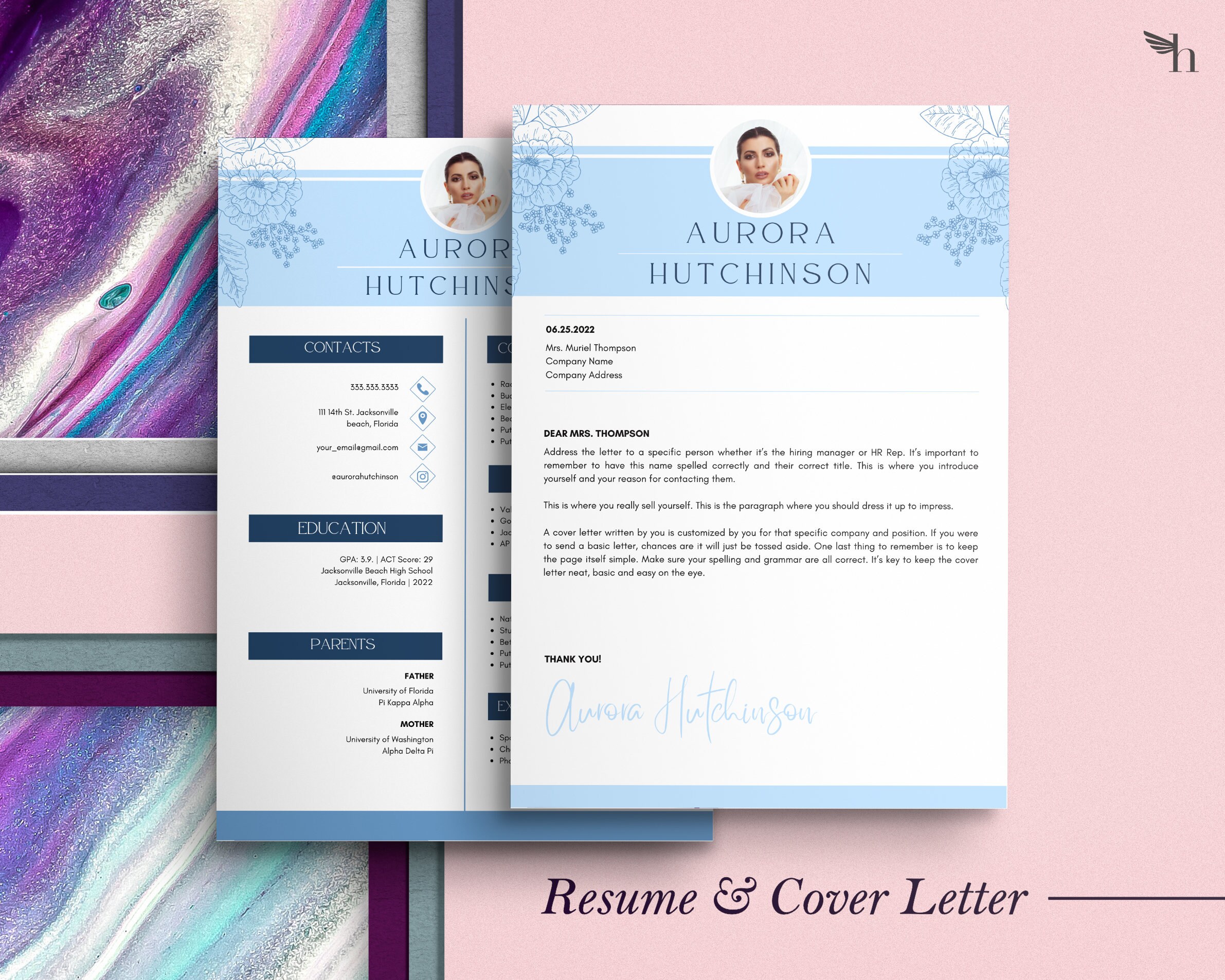 Sorority Resume Template Blue, Delta Sigma Theta Sorority, Chic ...