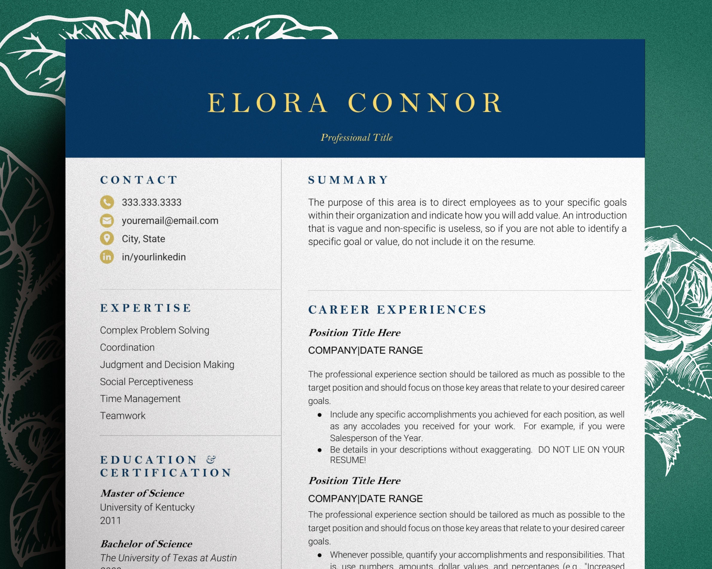 Google Docs, Pages, Word Resume Template, Professional Resume Template ...