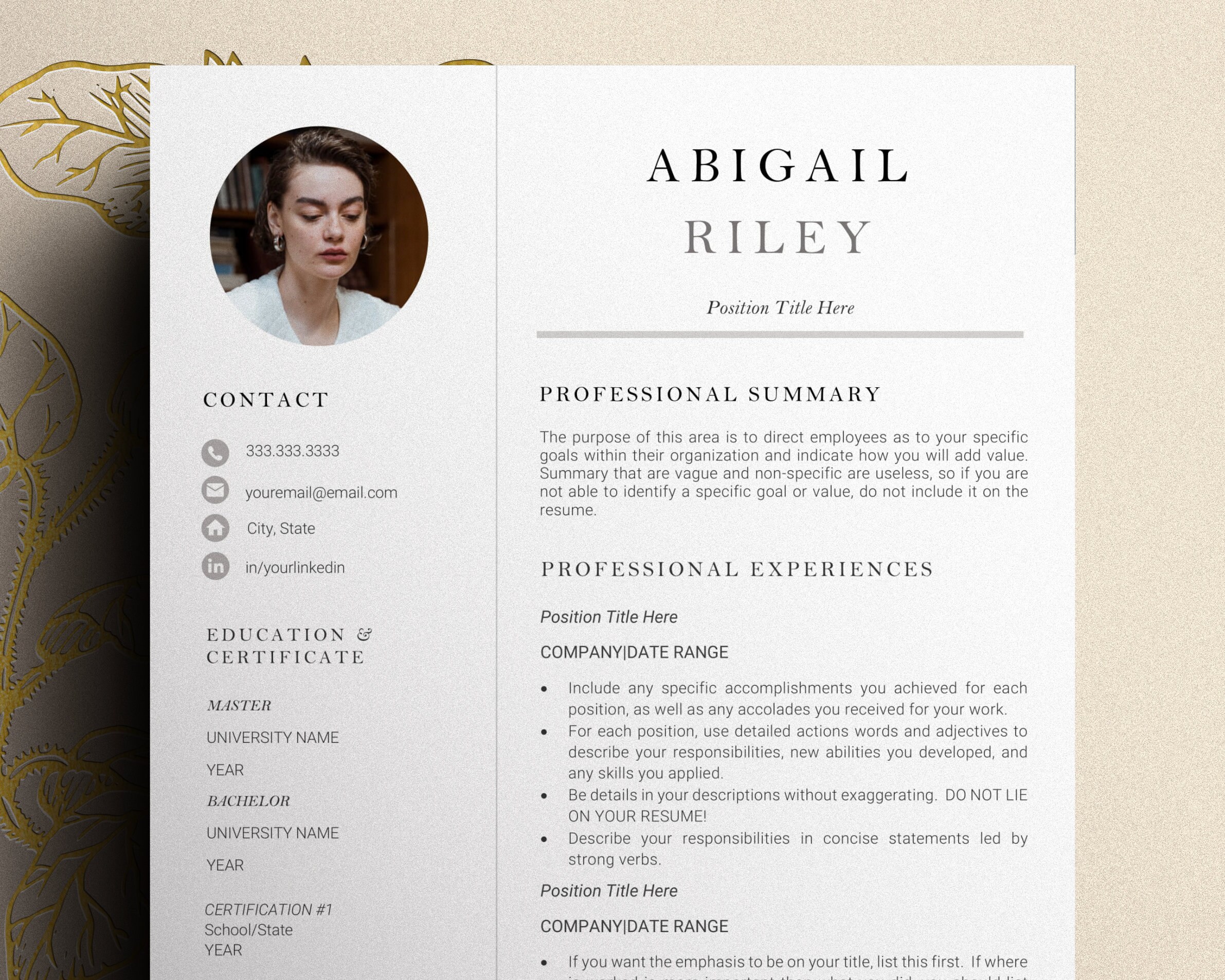 Clean and Simple Resume Template for Word, Minimalist CV Resume ...
