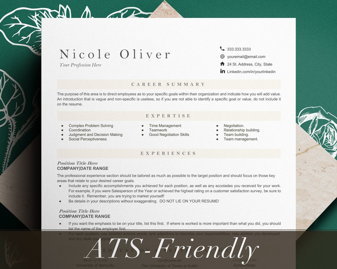 ATS Nurse Resume Template Student Nurse Resume Nurse Resume - Etsy