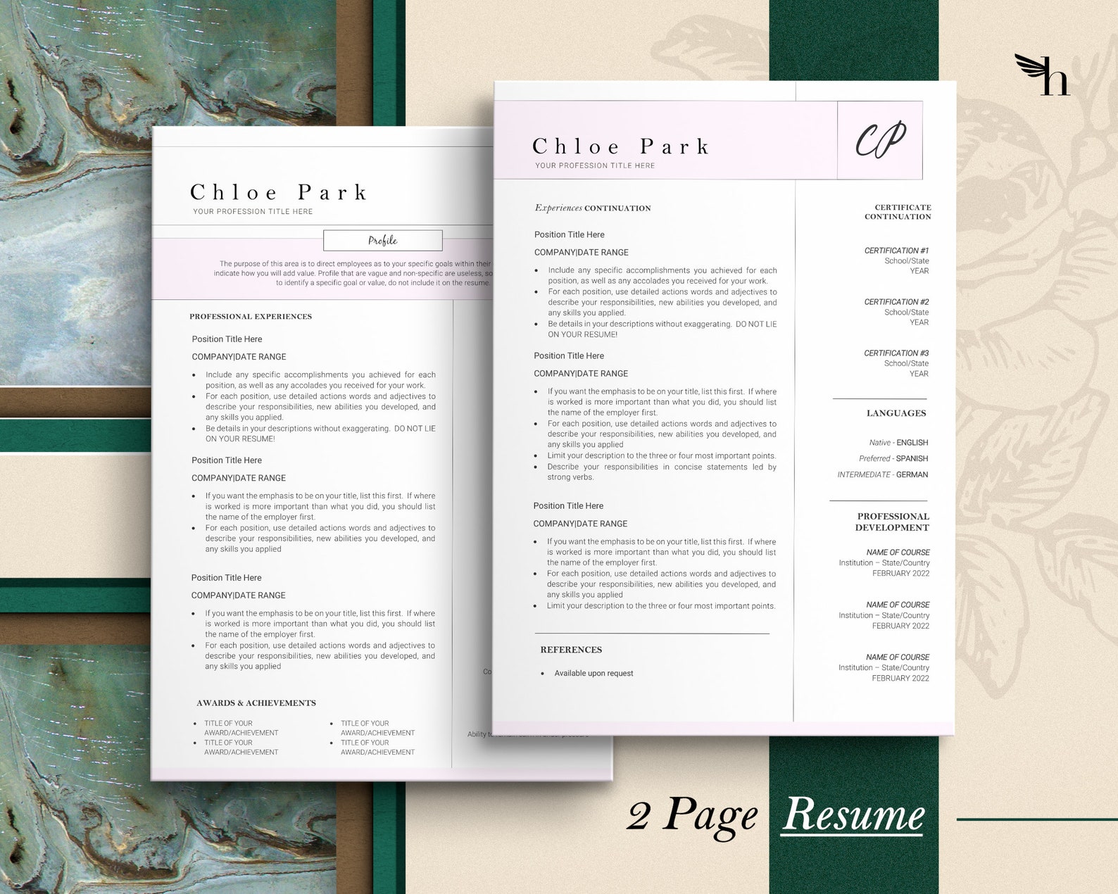 Creative Resume Template, Cv Template for Word, Cv Resume Template ...