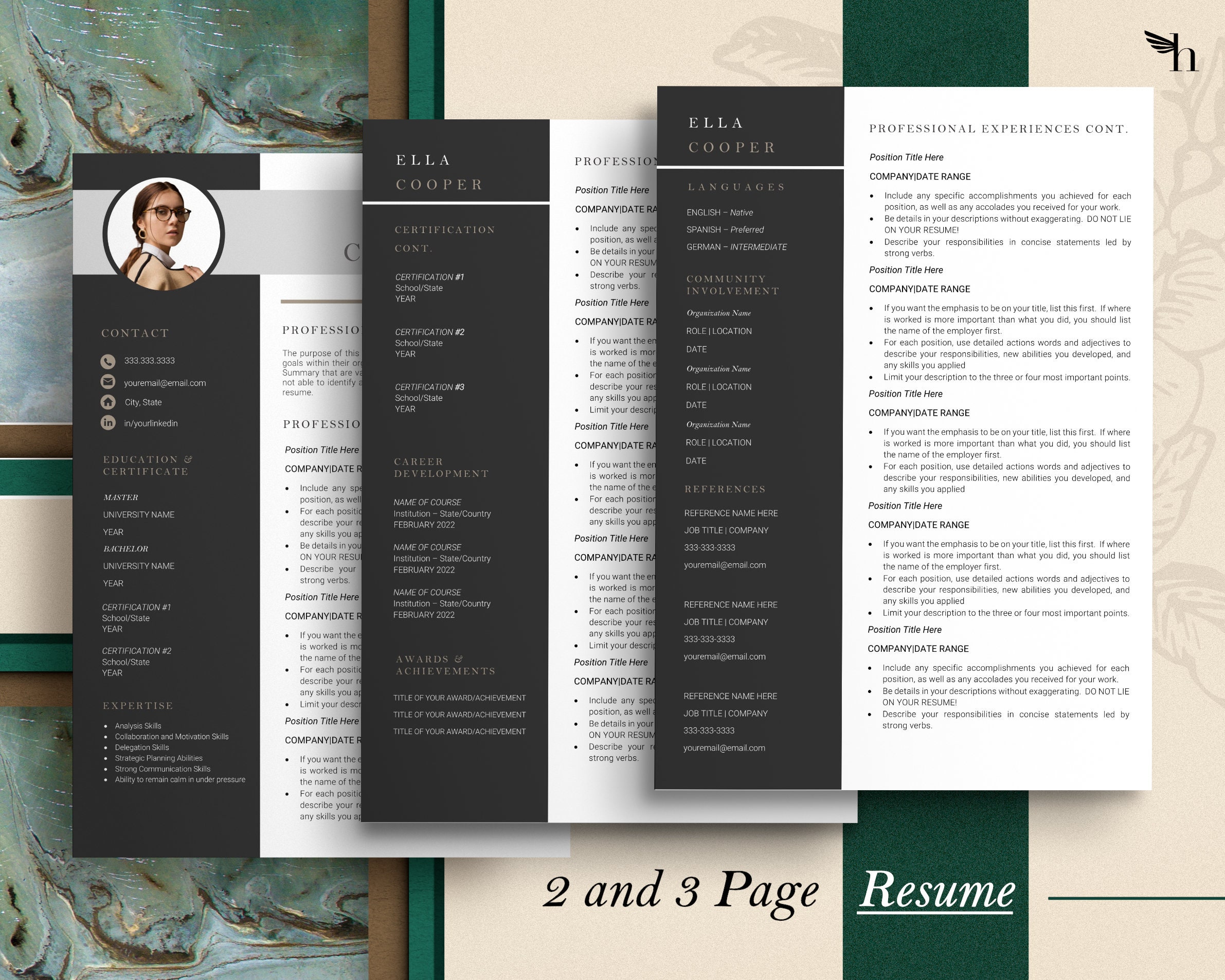Modern Executive Resume Template Resume Template With Photo - Etsy