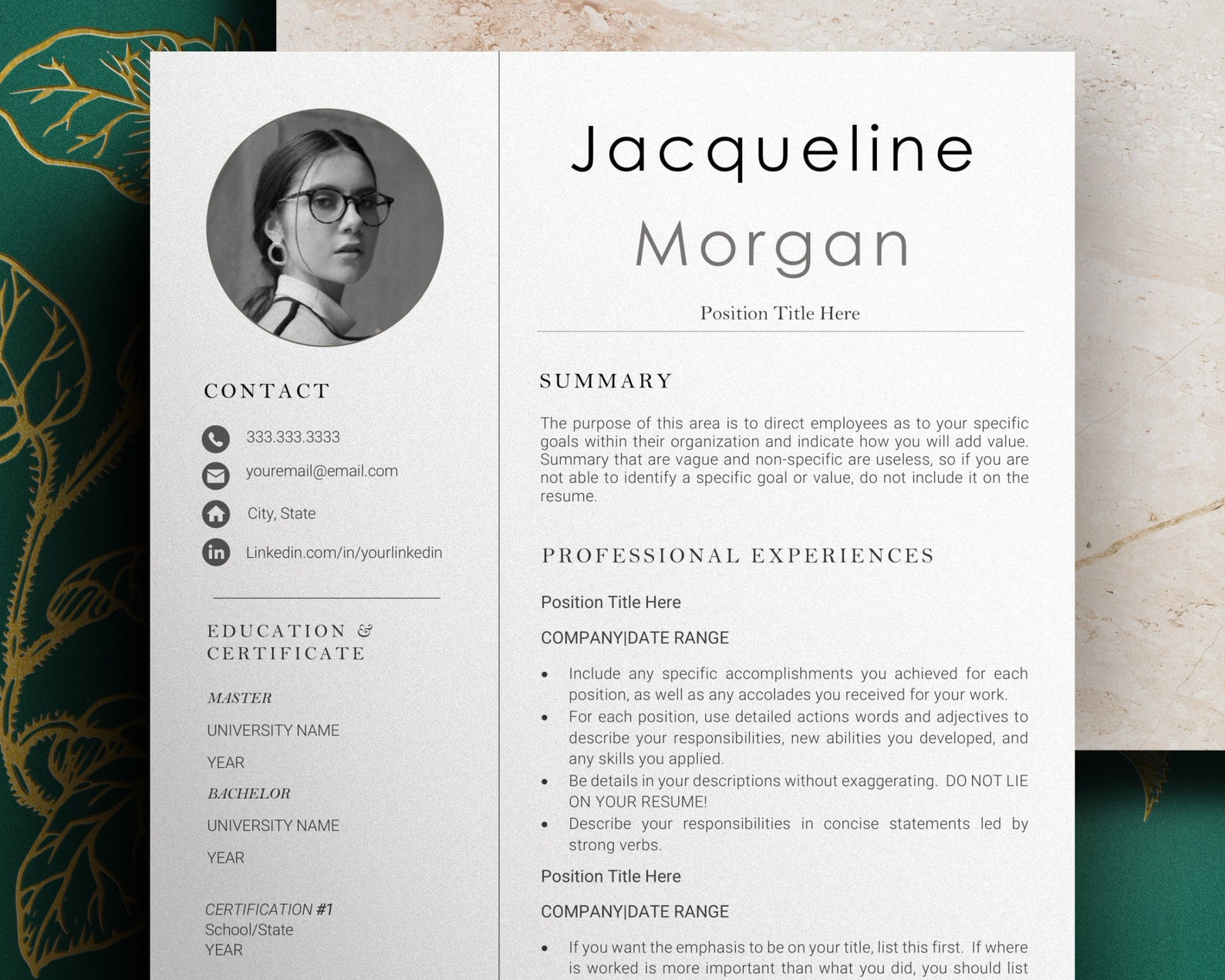 CV Template With Photo, Resume CV Template Word, CV Template With Photo ...