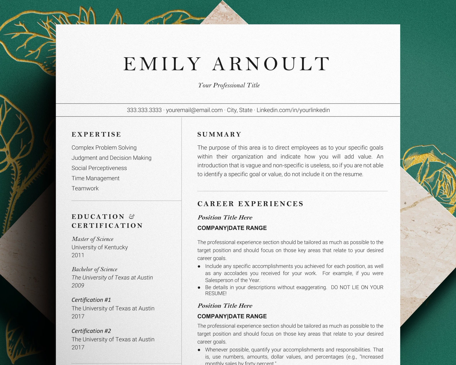 Minimalist Resume Template for Word CV Template for Word - Etsy