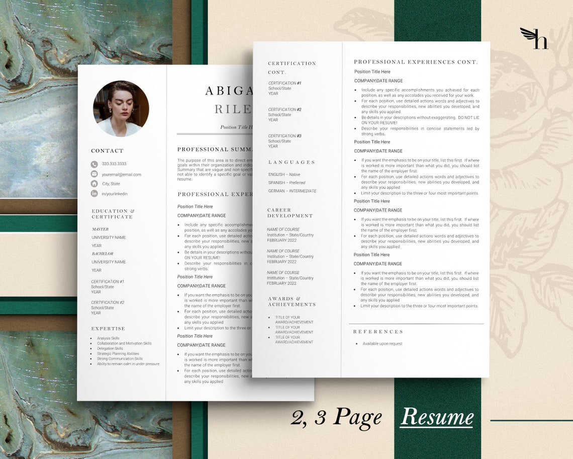 Clean and Simple Resume Template for Word, Minimalist CV Resume ...