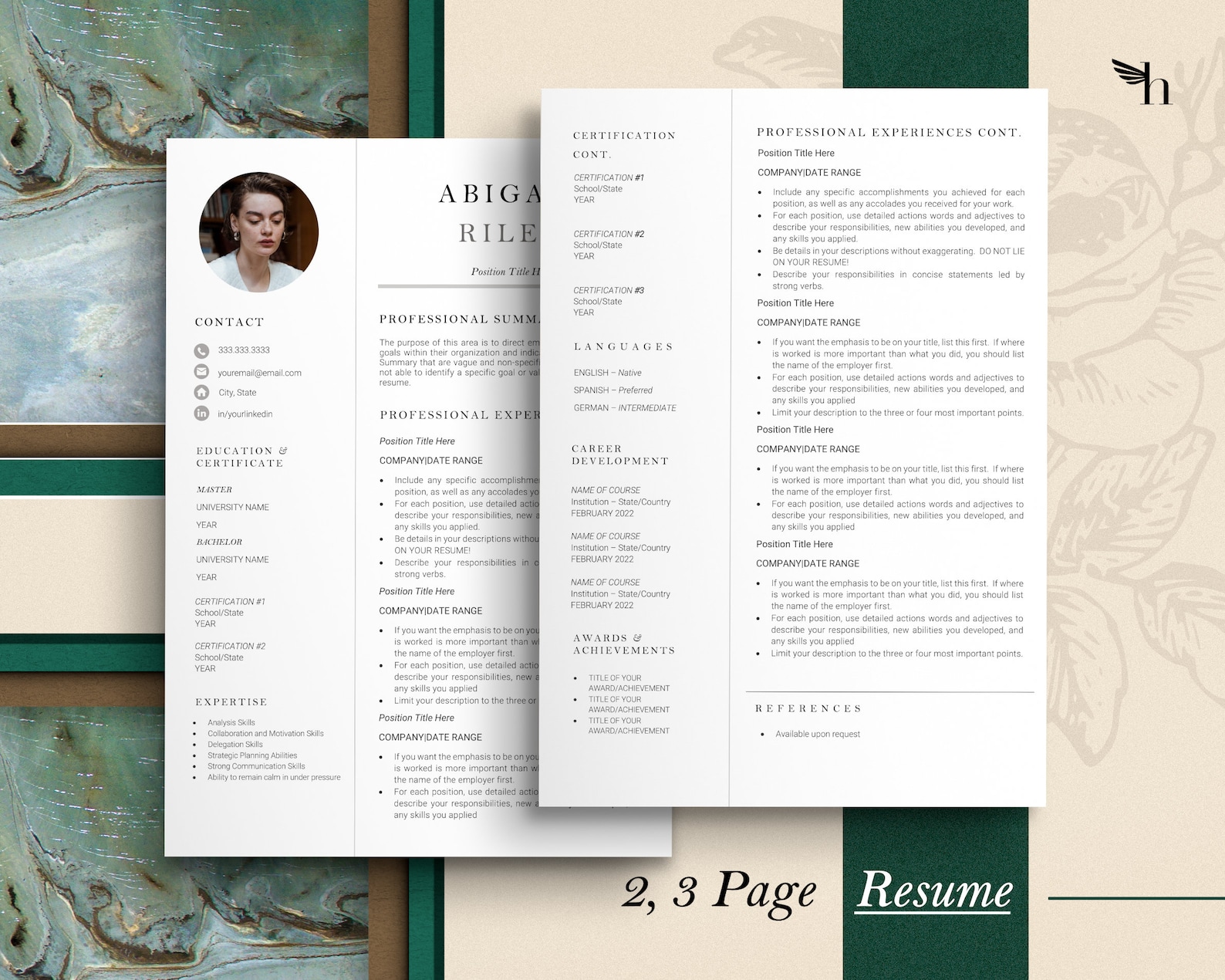 Clean and Simple Resume Template for Word, Minimalist CV Resume ...